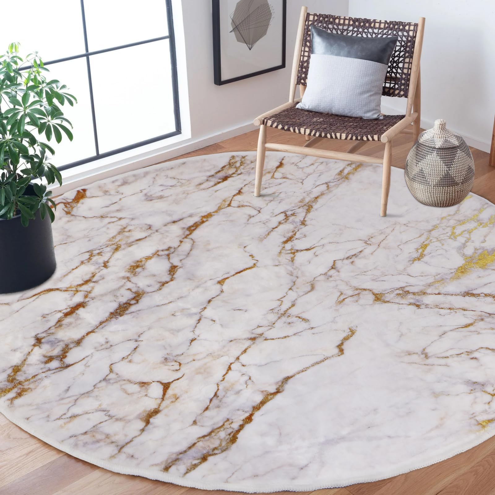 Amazon.com: Modern Marble Round Rugs - 6Ft Washable Large Round Area ...