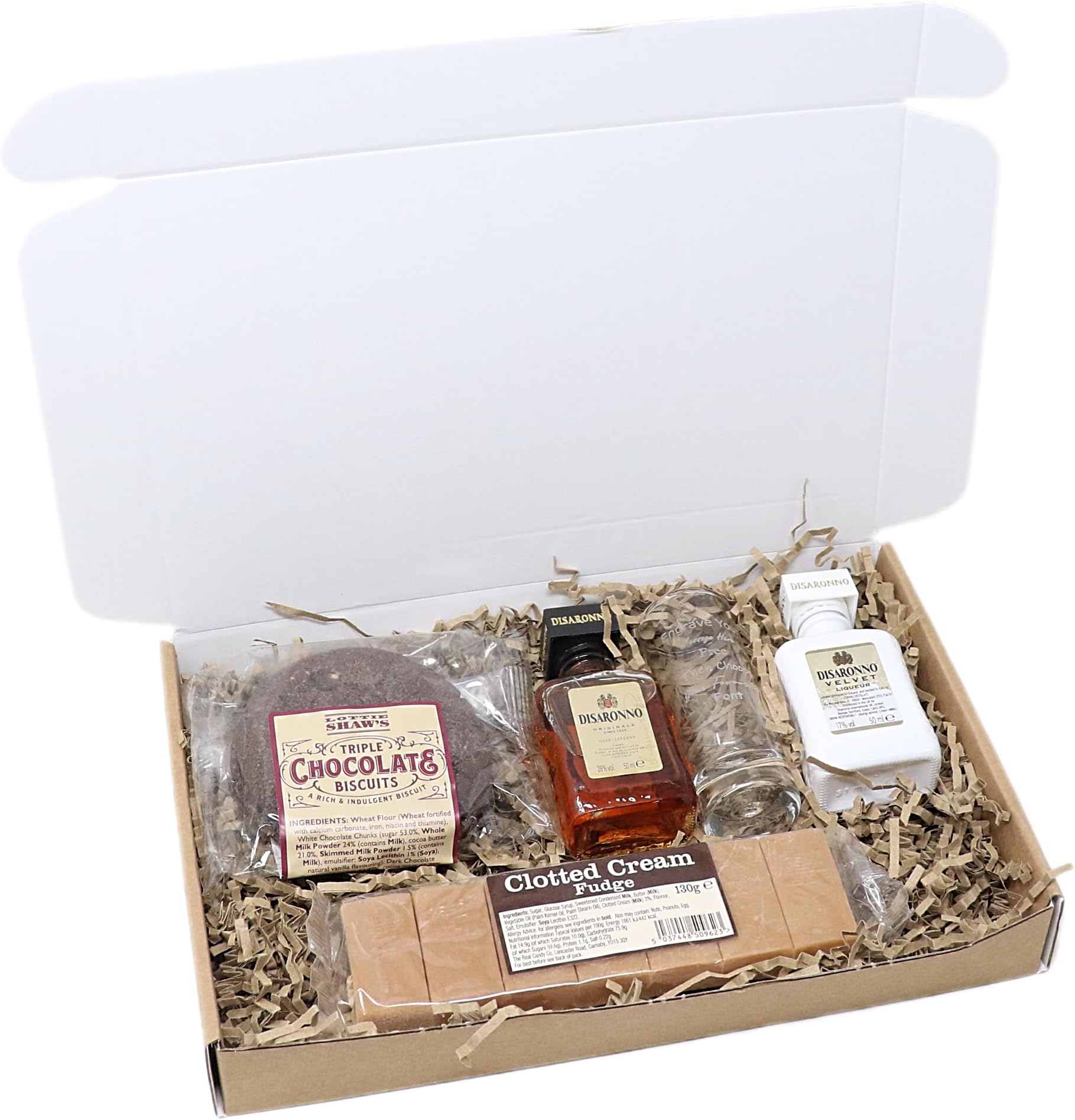 Personalised Shot Glass + Alcohol & Treats Letterbox Gift Set ...