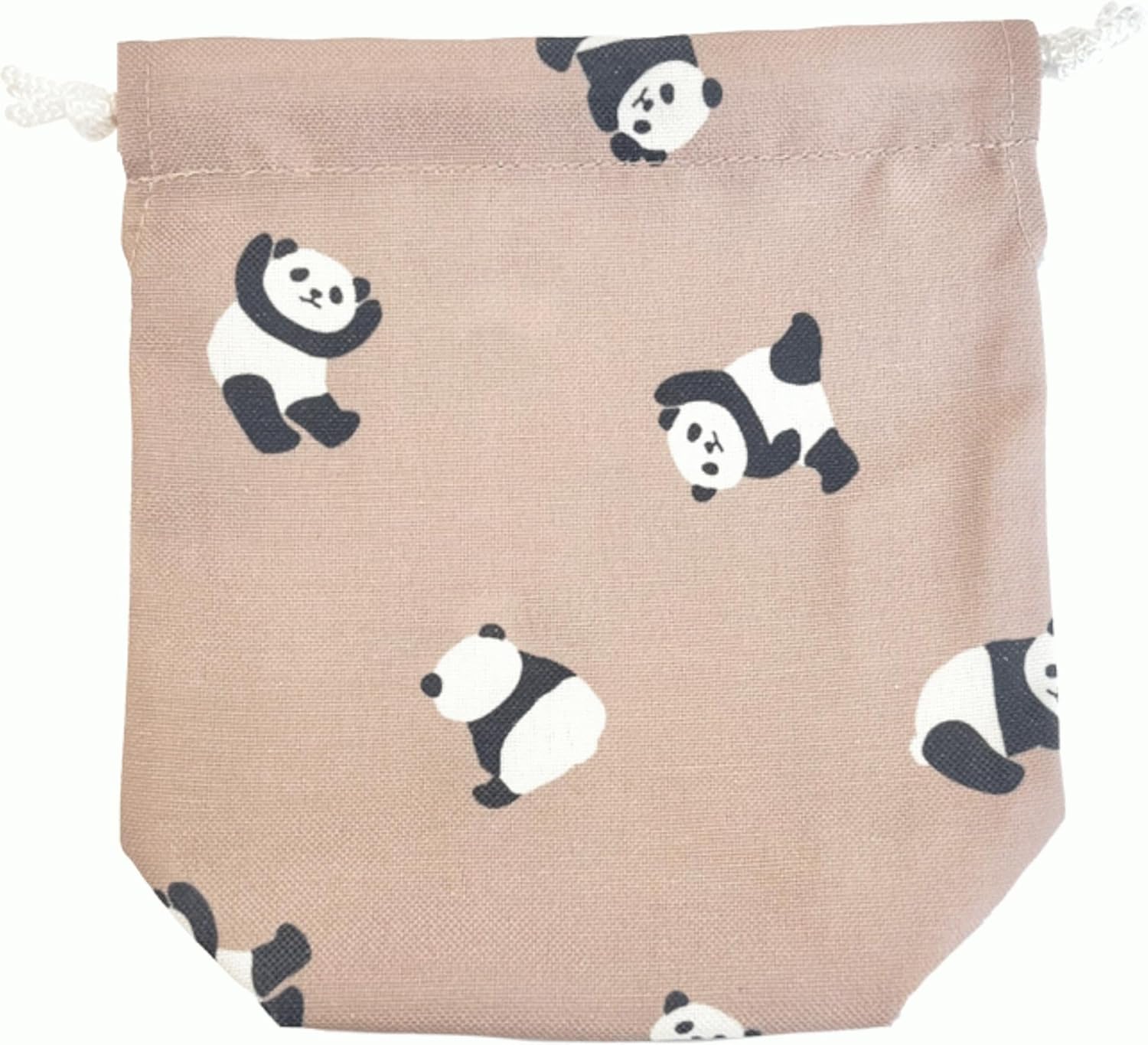 Amazon｜ミニ巾着 保育園 幼稚園 コップ入れ 歯ブラシ入れ ハンカチ入れ かわいい キャラクター パンダ ベージュ パンダだらけ ...
