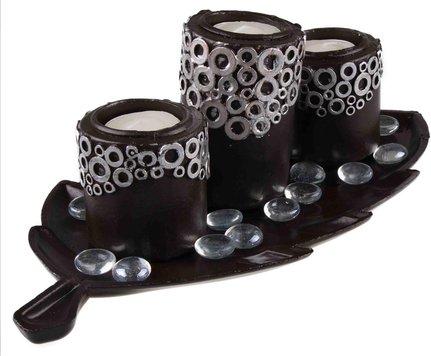 Amazon.com: Modern Tabletop Tea Light Set - Brown and Copper - Contains ...