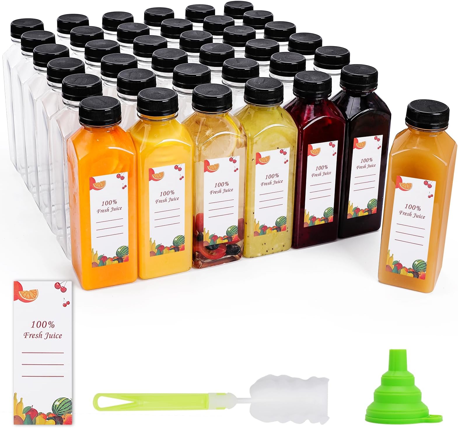 Amazon.com: 16 Oz Empty Plastic Juice Bottles with Tamper Evident Caps ...