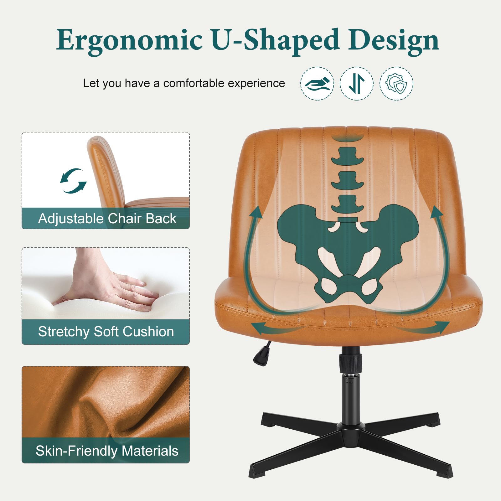 Snapklik.com : SMUG Criss Cross Legged Office Chair, Armless Swivel ...