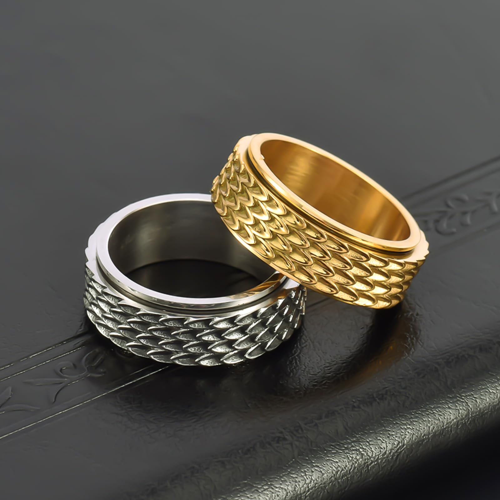 Snapklik.com : Dragon Scale Anxiety Ring For Men Cool Stainless Steel ...