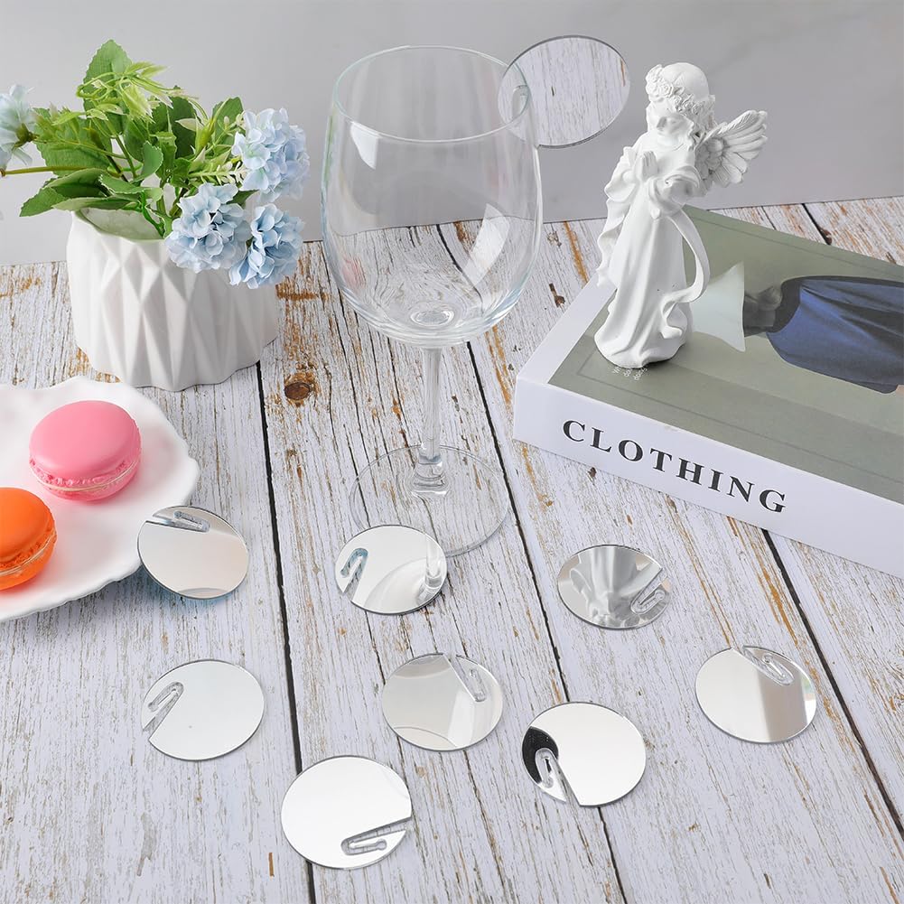 SUNNYCLUE 1 Box 20Pcs Circle Drink Tags Flat Round Acrylic Wine Glass ...