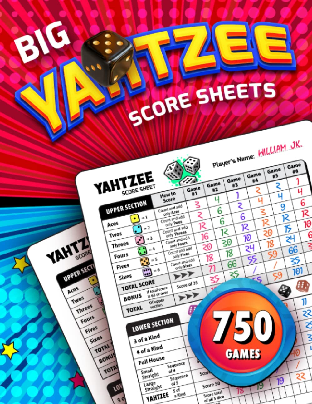 Big Yatzee Score Sheets: Large Print Score Book For Scorekeeping , 130 ...