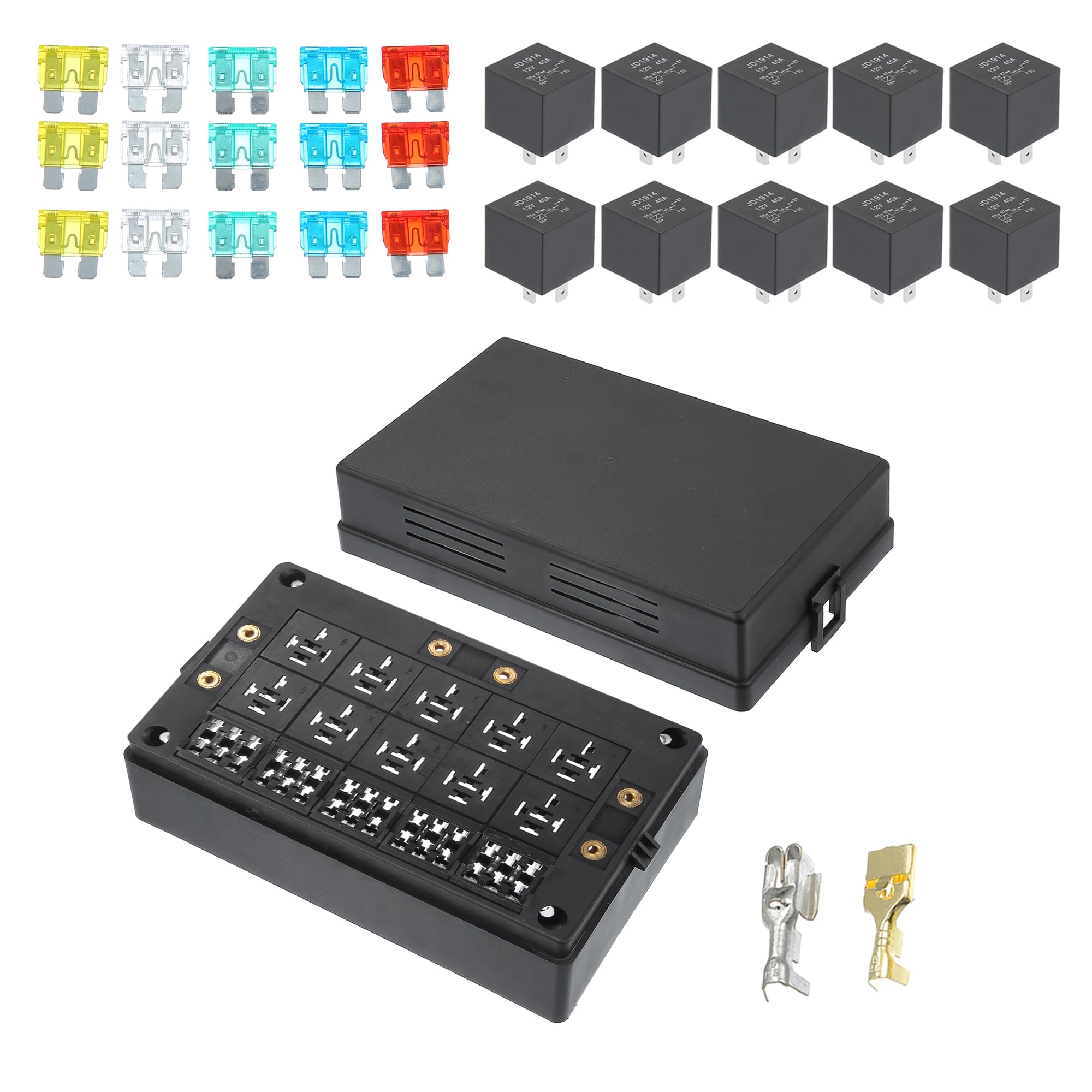 Amazon.com: X AUTOHAUX 1 Set Universal Fuse Relay Box 12V 15 Slots Fuse ...
