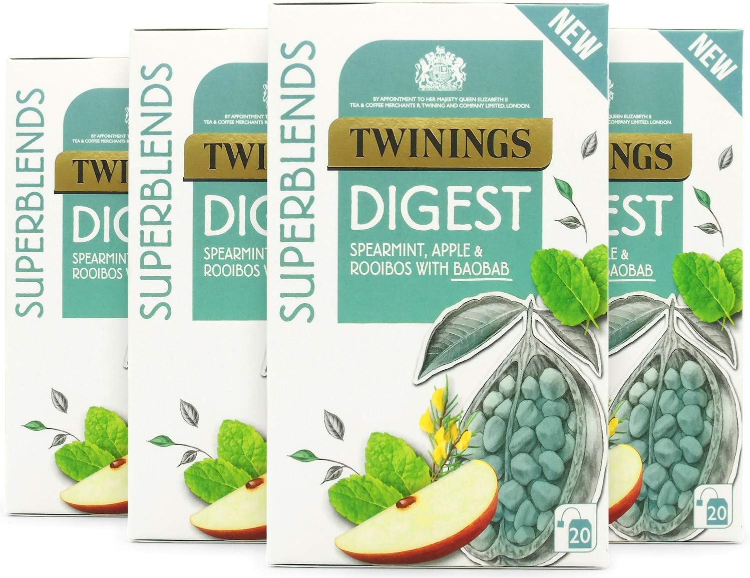Twinings Superblends Digest Tea - Spearmint Herbal Tea Infusion with ...