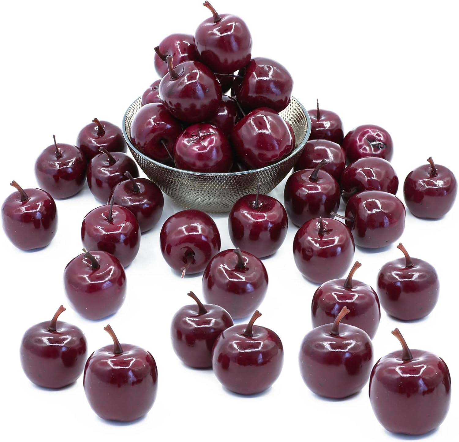 Amazon.com: Eiarrnp 30 Pcs Mini Artificial Fake Fruit Dark Red Apples ...