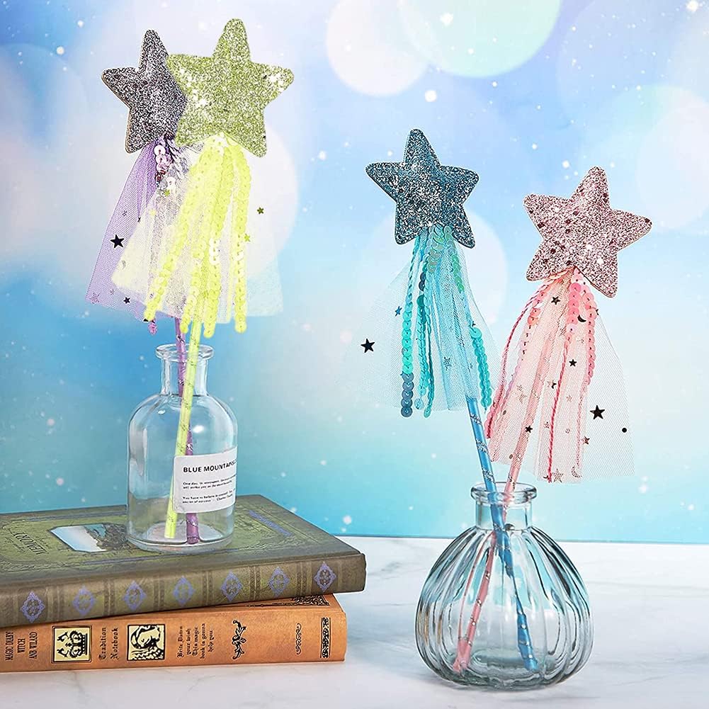 4pcs Princess Wand, Star Wand Fairy Wand Glitter Star Wand Performance ...