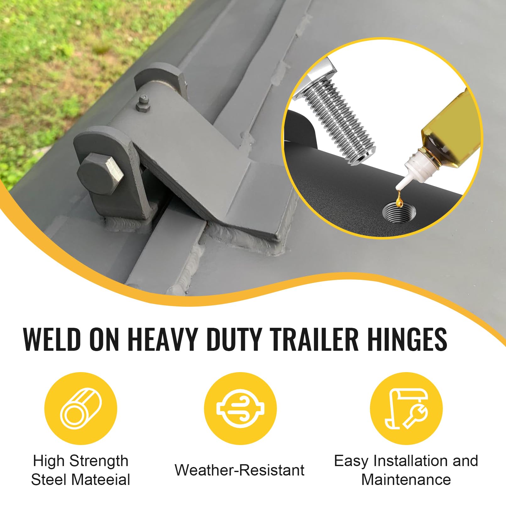 Snapklik.com : Grandroad Auto Weld-On Heavy Duty Greaseable Hinges For ...