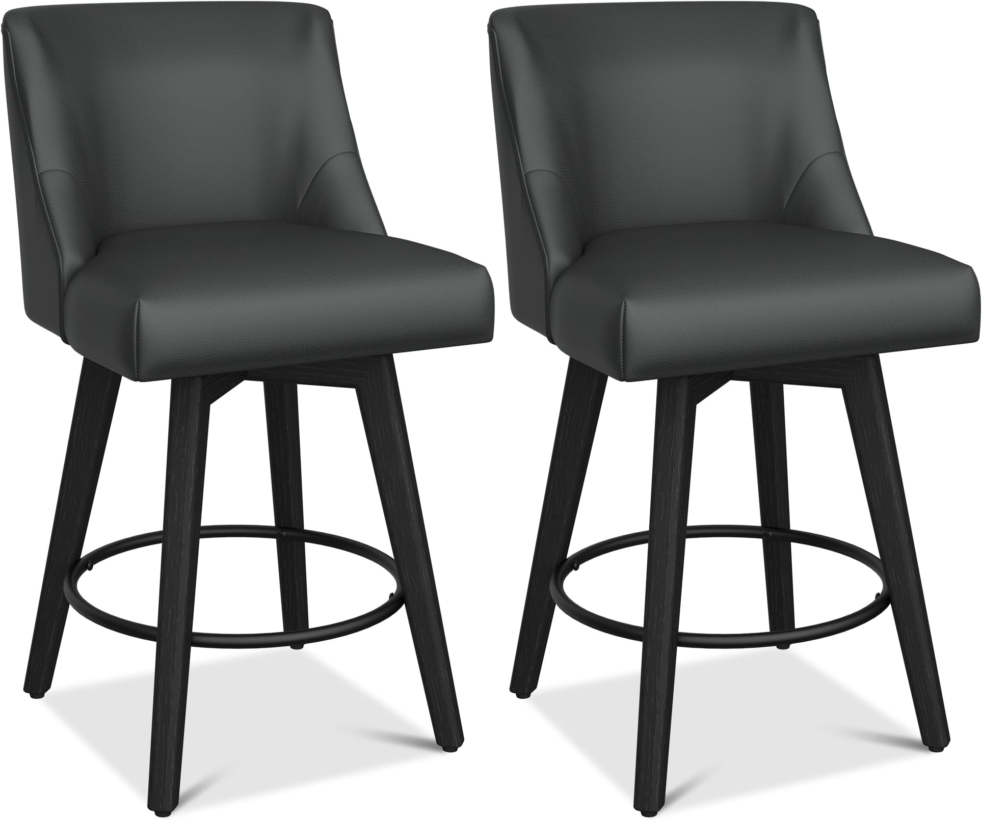 Amazon.com: Busaurus Swivel Bar Stools Counter Height, 26" Faux Leather ...