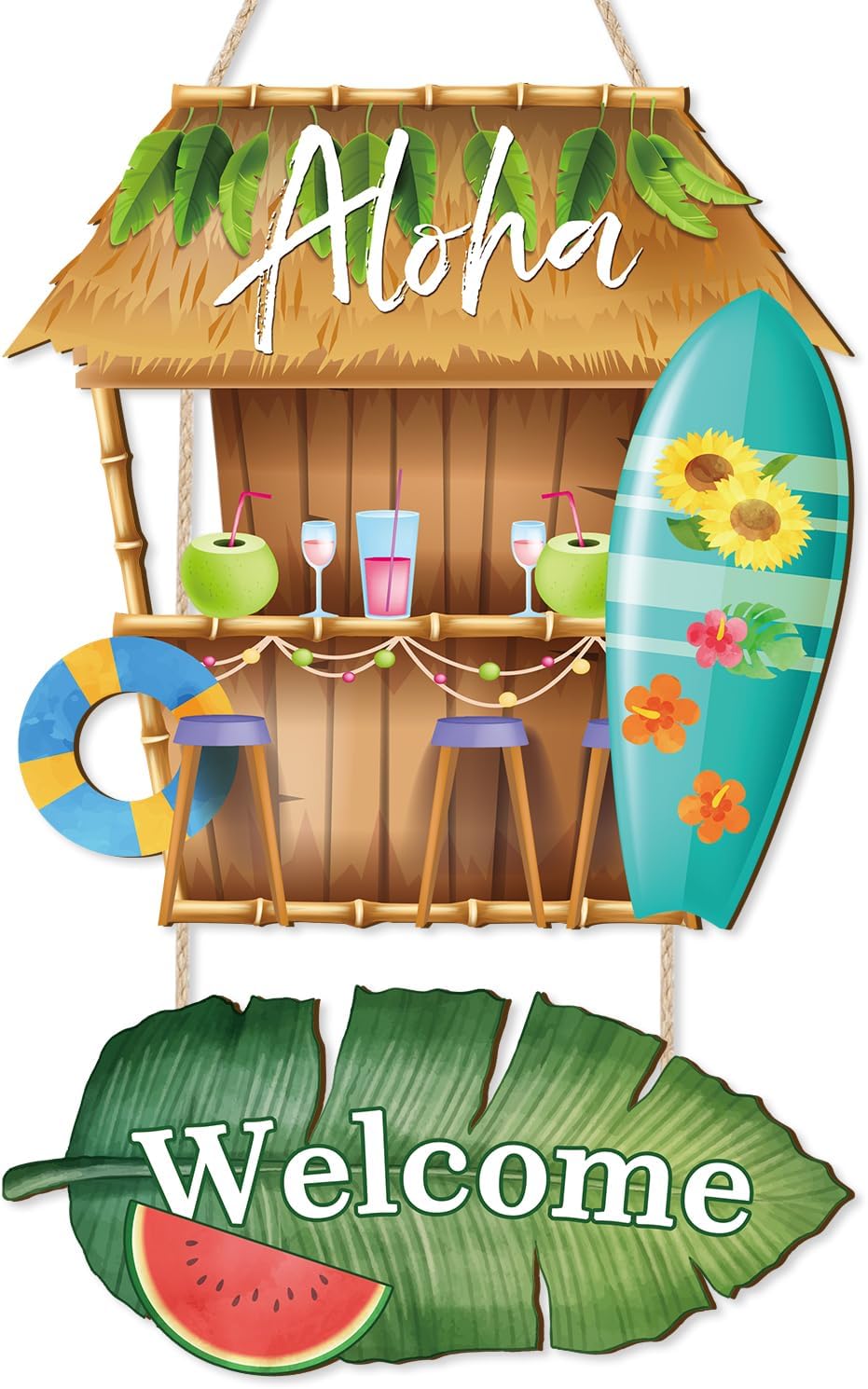 Amazon.com: TOARTi Hawaii Aloha Party Welcome Summer Sign Plaque ...