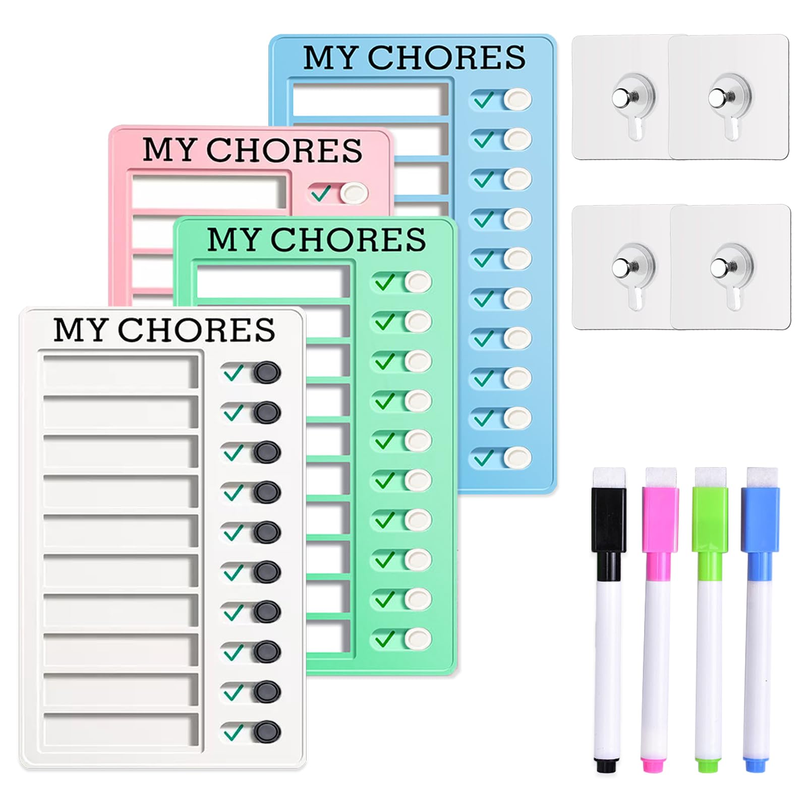 Buy Erasable Chore Chart for Kids with Markers and Wall Hook,Sliding ...