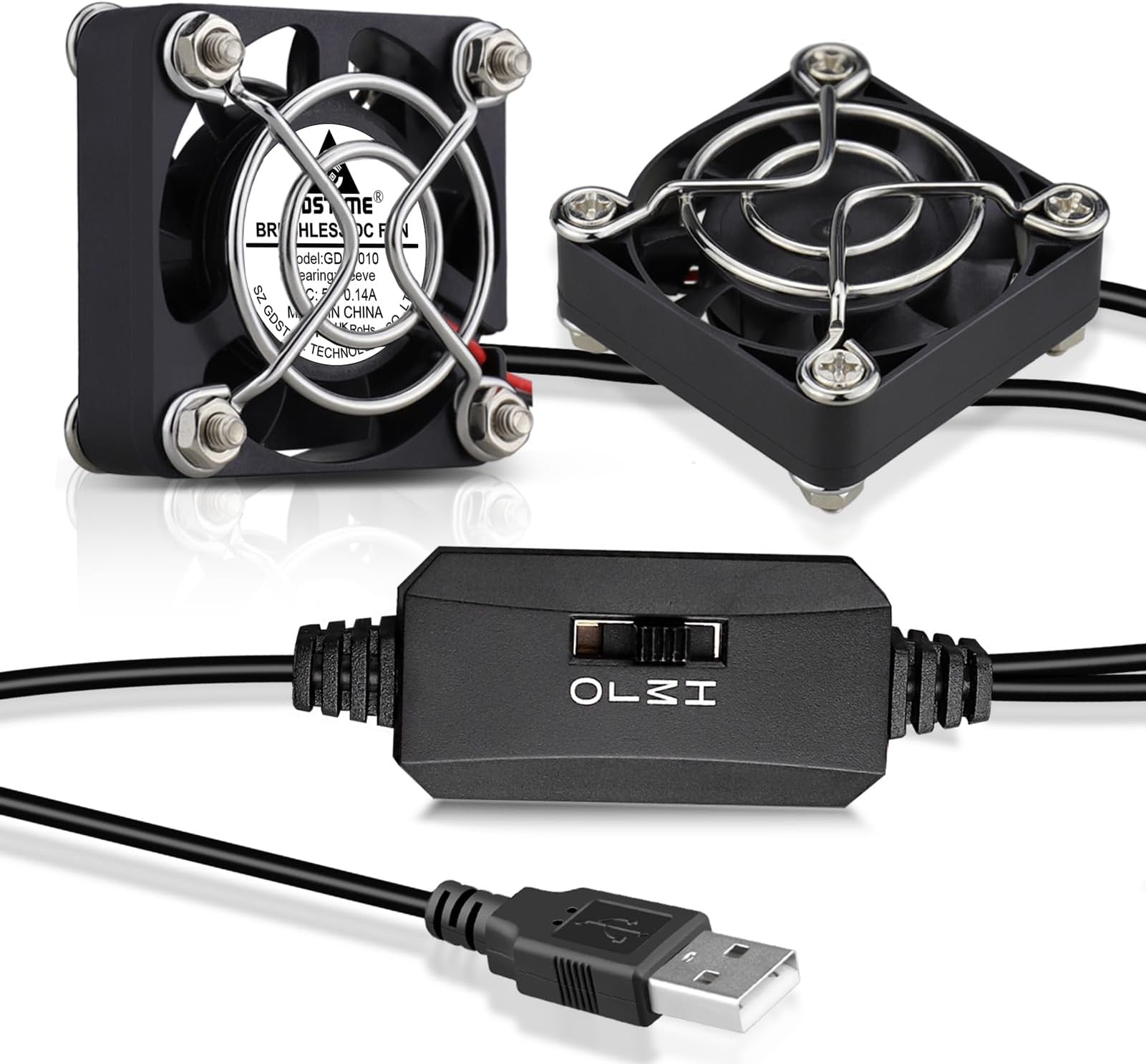 Amazon.com: ANVISION 40mm x 10mm DC 5V USB Brushless Cooling Fan, Dual ...