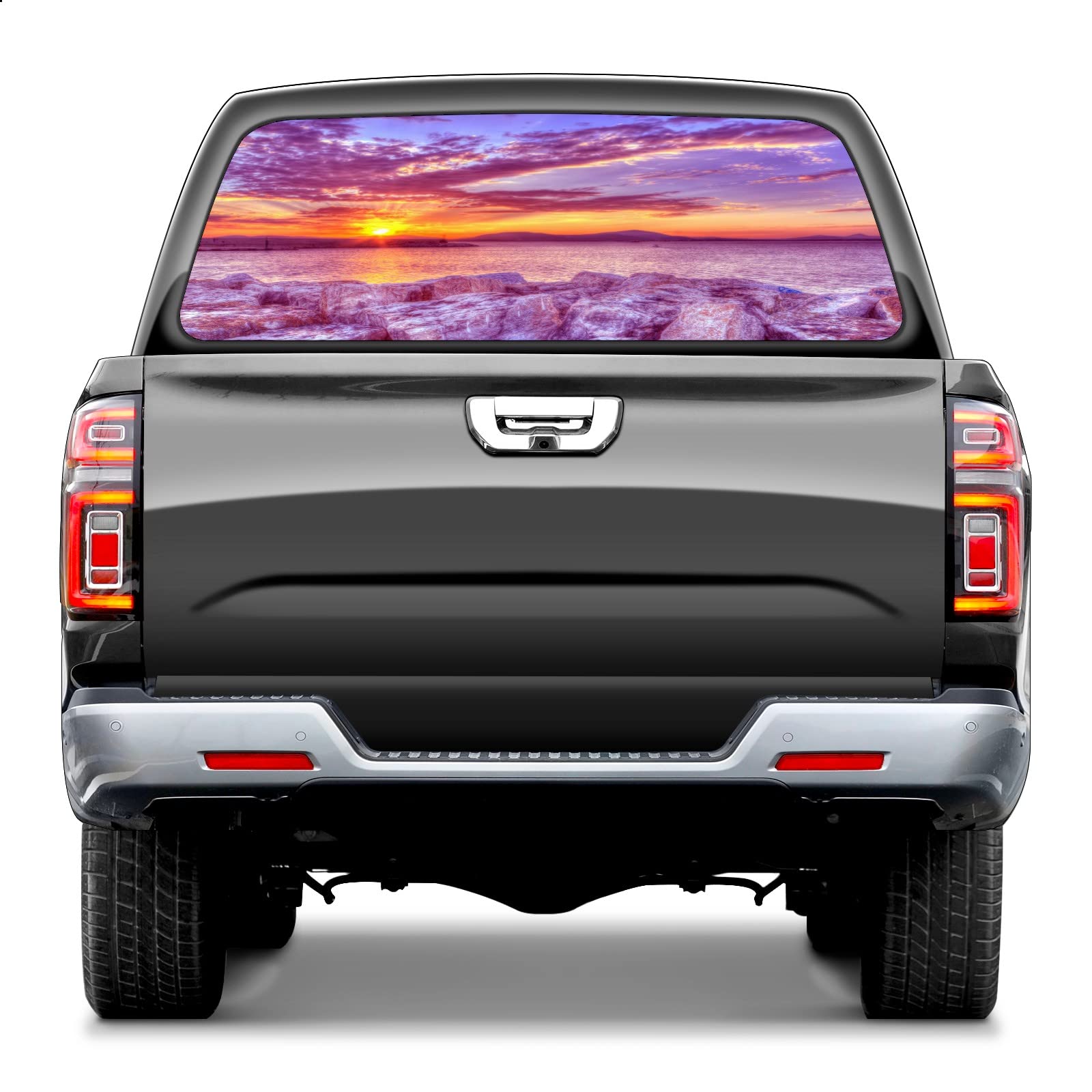 Amazon.com - Truck Rear Window Graphic Decals Sea Beach Sunset Pink Sky ...