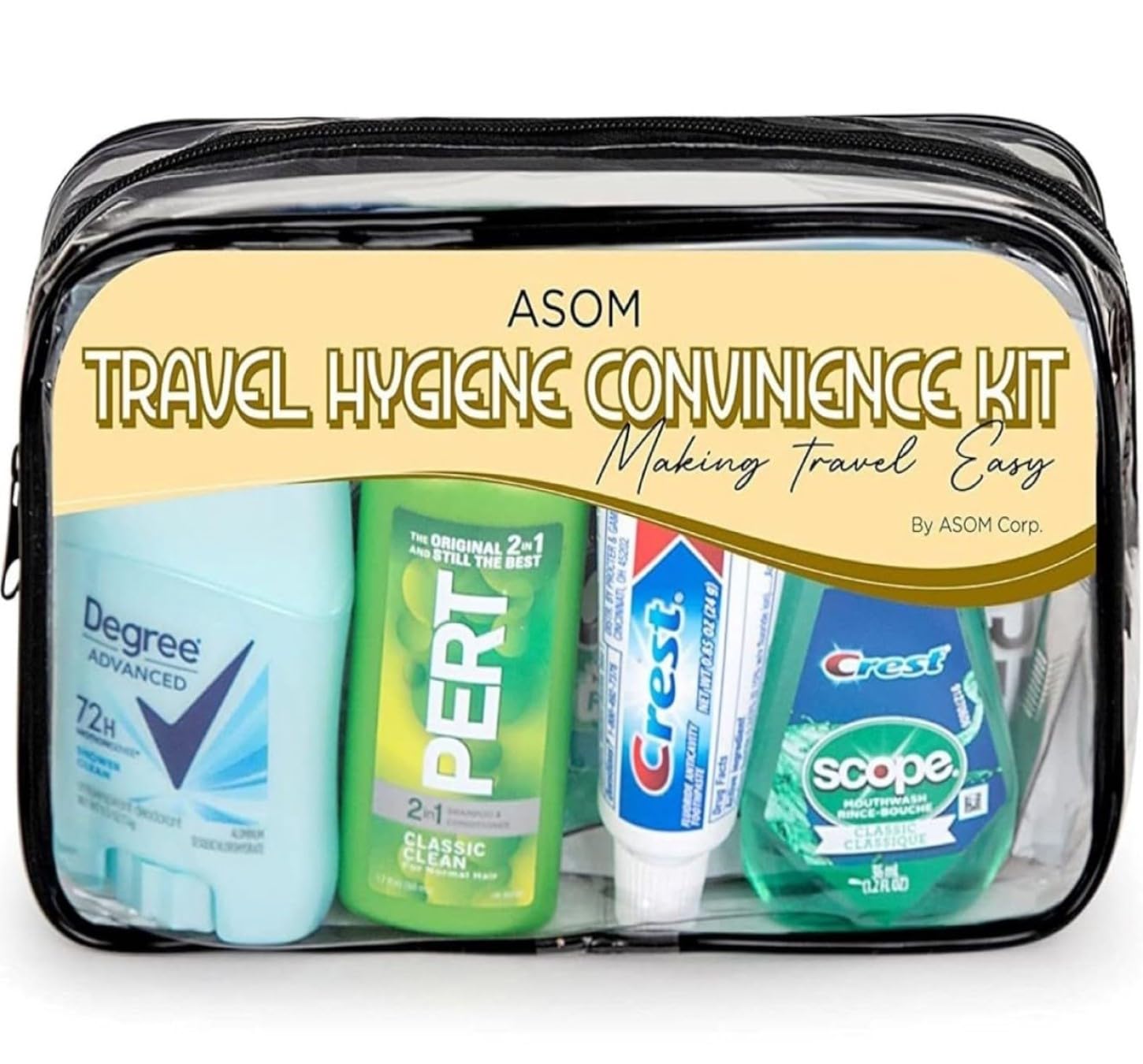 Amazon.com : Asom Unisex Toiletry Travel Kit – 25-Piece TSA-Approved ...
