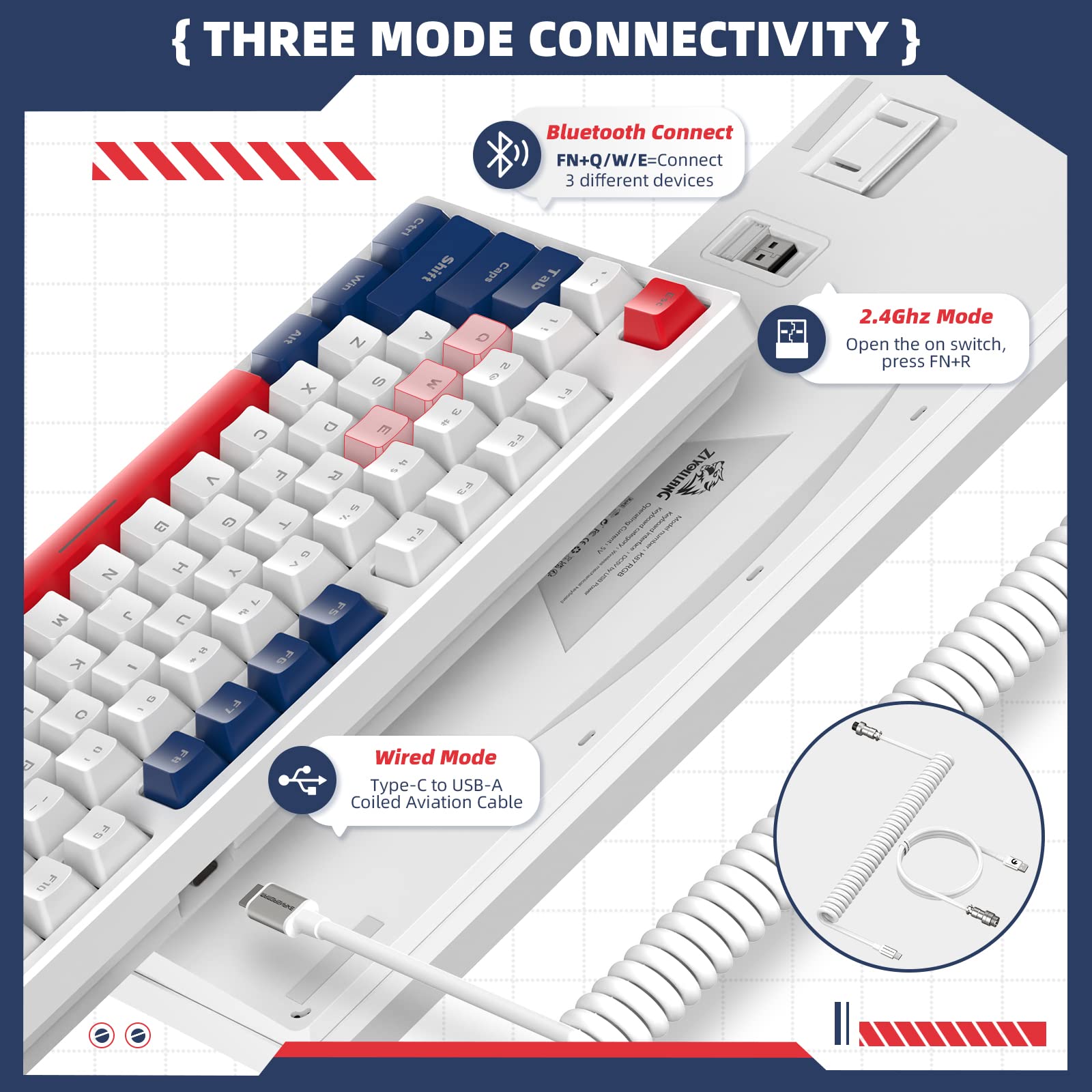 Snapklik.com : K87 Gasket Wireless Gaming Mechanical Keyboard TKL 87 ...