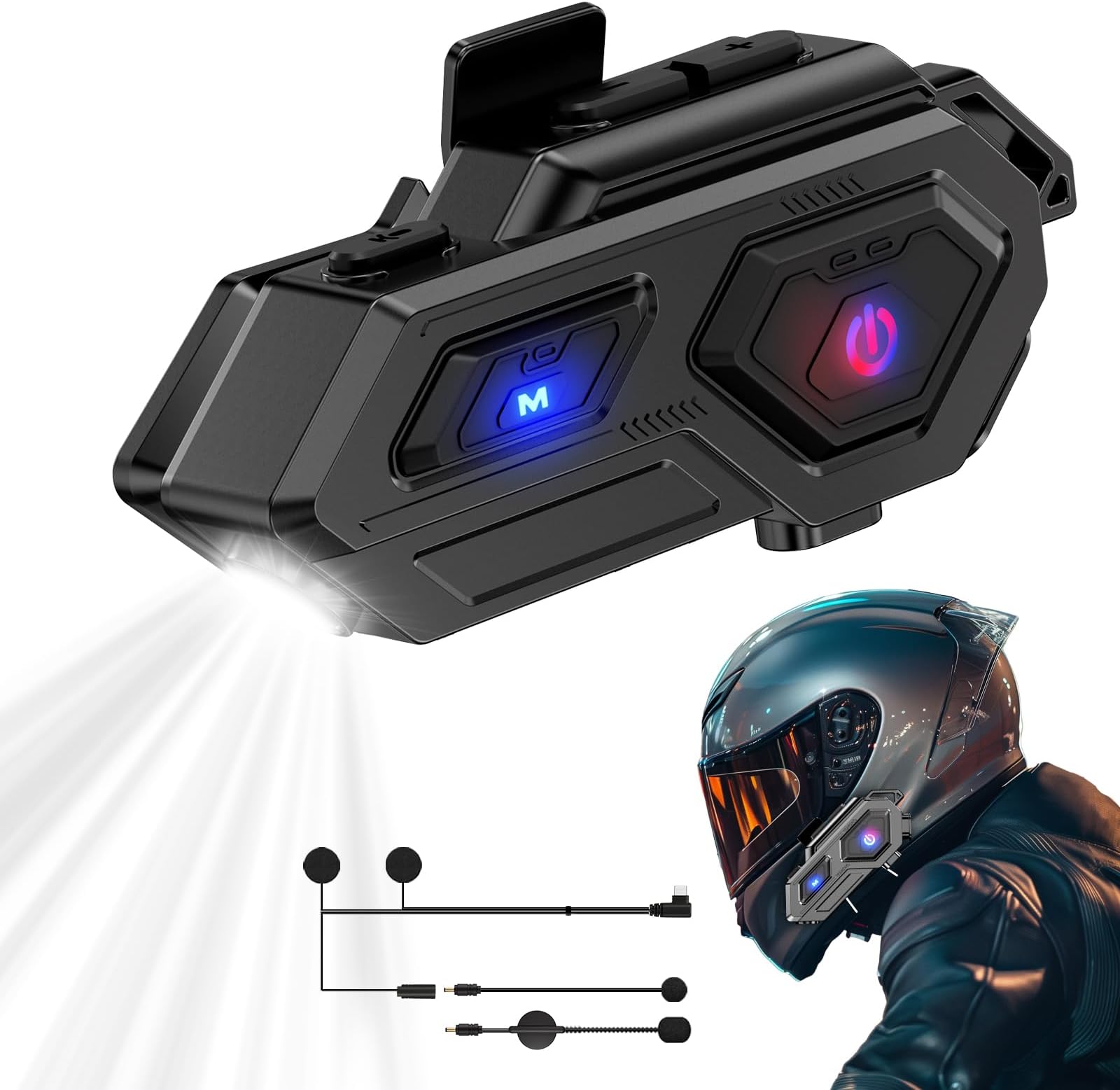 Amazon.com: Denpetec Helmet Bluetooth Headset, BT-12 Motorcycle Helmet ...