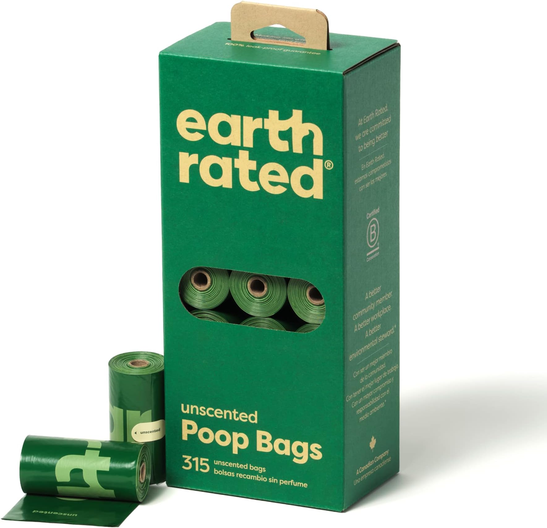 Earth Rated 315-Count Dog Waste Bags, Unscented Poop Bags, 21 Refill ...