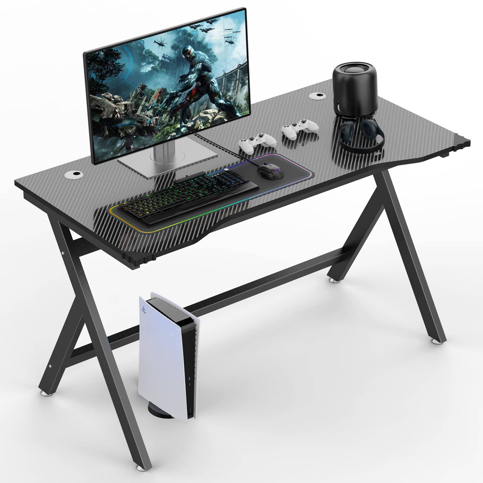 ZERIFAM Gaming Desk 47.3 Inch PC Computer Desk, Home Office Desk Table ...