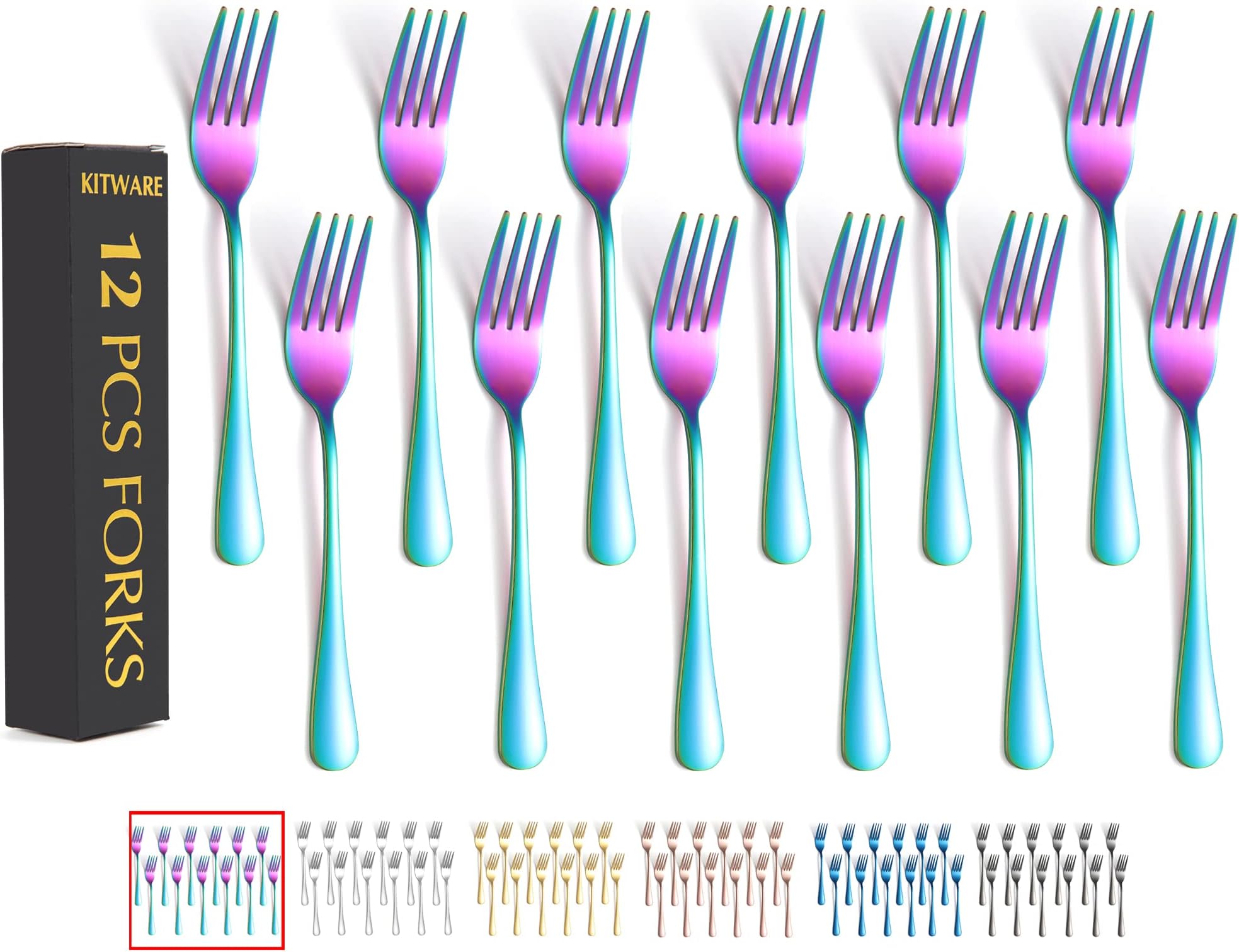 Amazon.com: MINGYU Colored Salad Forks Set of 12 - Small Dinner Forks 6 ...