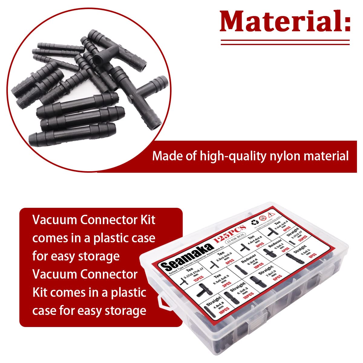 Snapklik.com : Vacuum Connector Assortment Kit,Universal Black Barbed ...