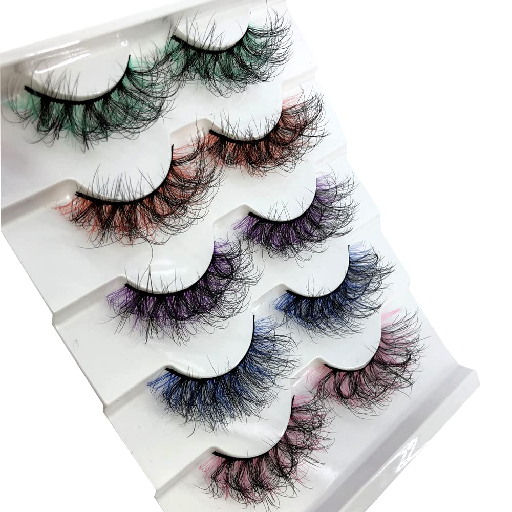 Amazon.com: HBZGTLAD 25mm Multicolor 3D Faux Mink Lashes, Russian D ...