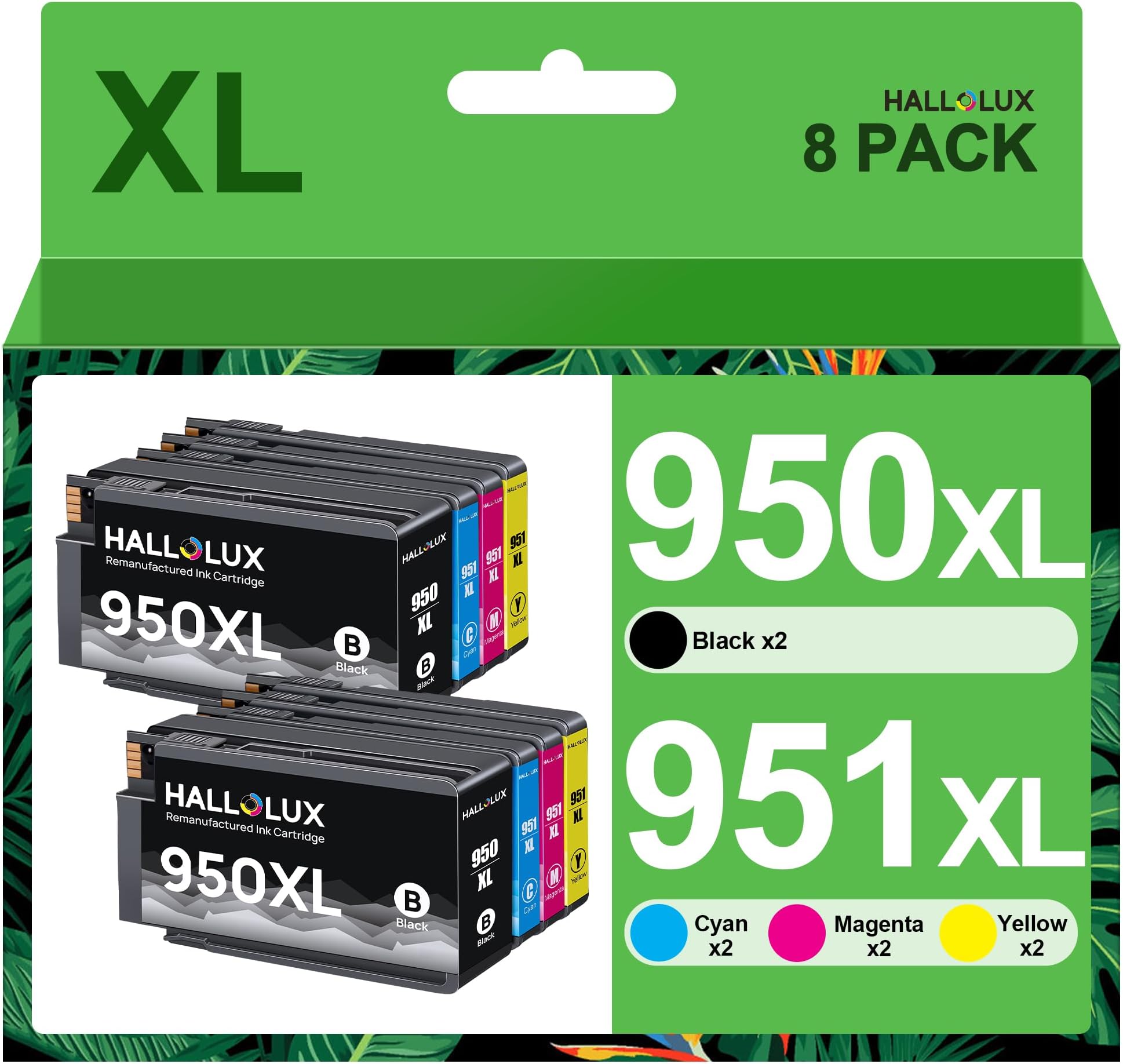 HALLOLUX for HP 950XL 951XL Ink Cartridges Combo Pack 8 Pack for HP ...