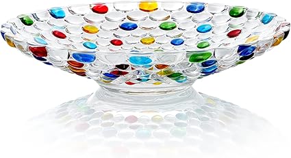 Amazon.com | MDLUU 11.5'' Glass Crystal Bowl Centerpiece, Colorful ...