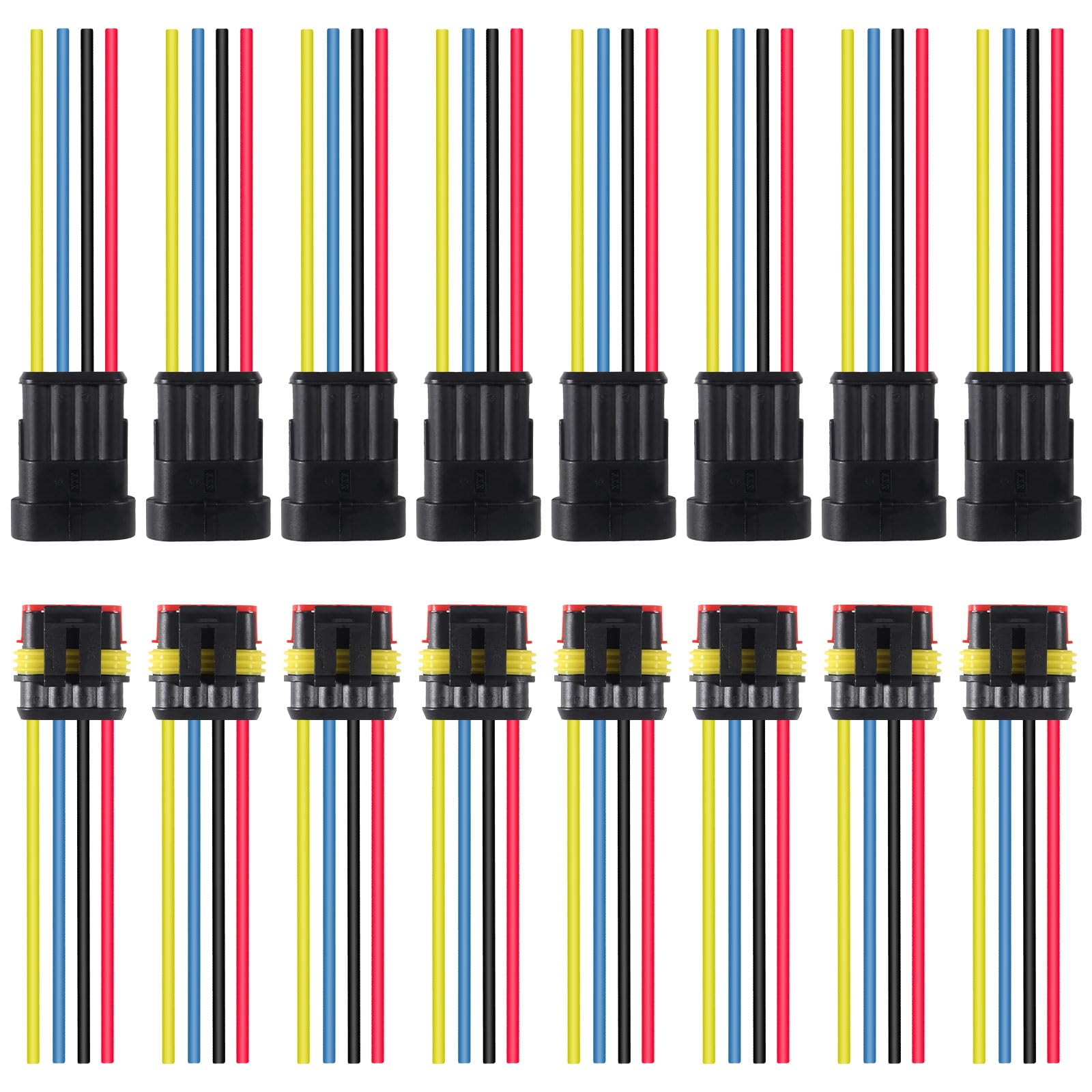 Snapklik.com : 10 Kits 4 Pin Connector Waterproof Connector 16 AWG 4 ...