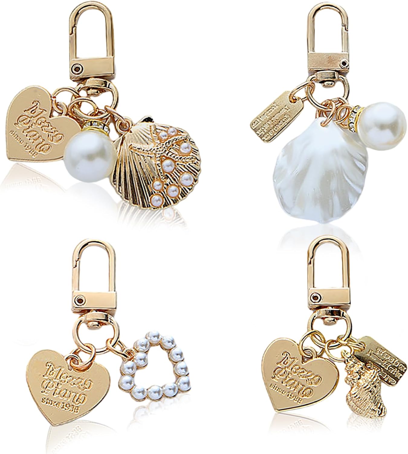 Keychains, 4 PCS Personalized Keychain Pearls Car Key Chain Alloy ...