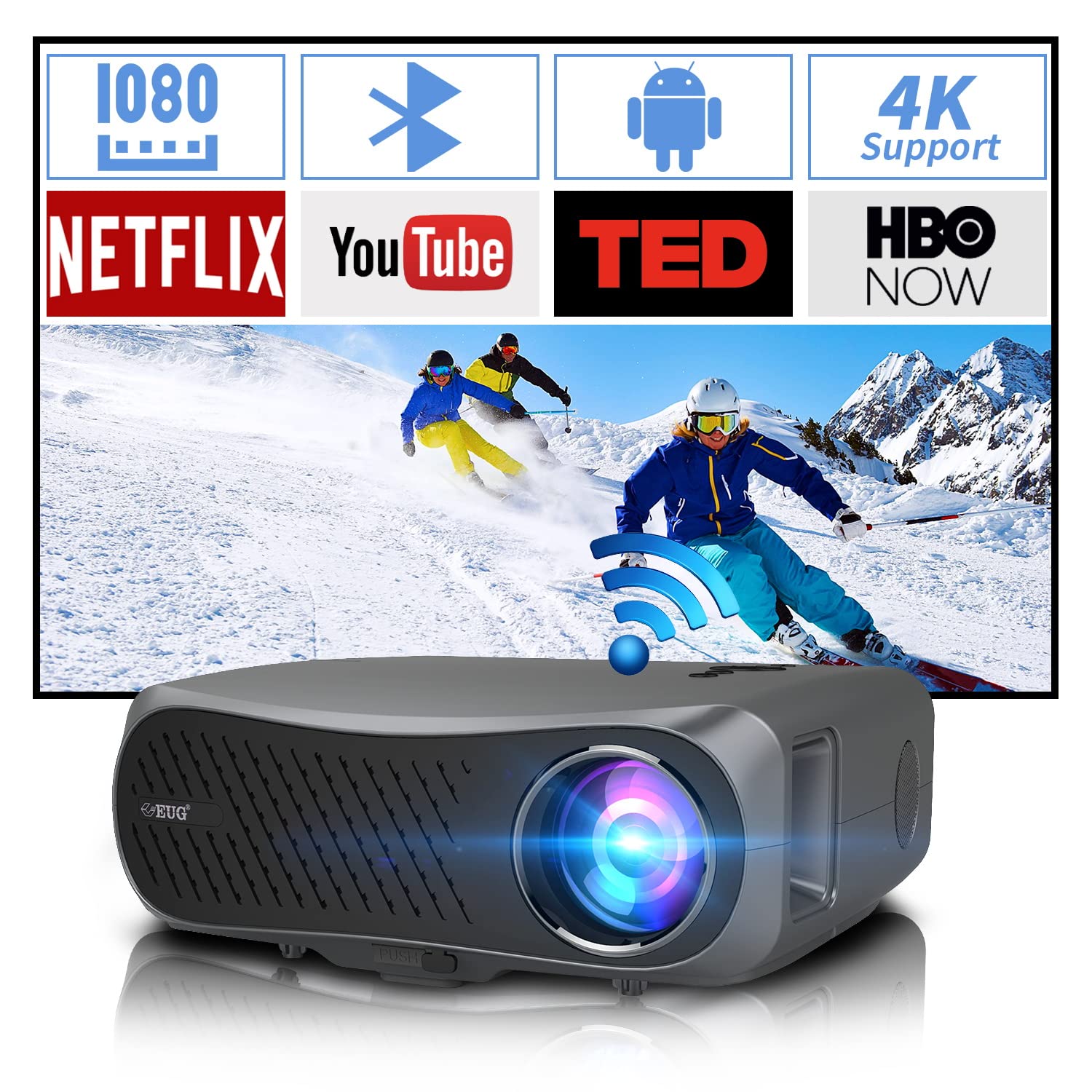 Amazon.com: Projector 4K Supported,Native 1080P Wireless Smart ...