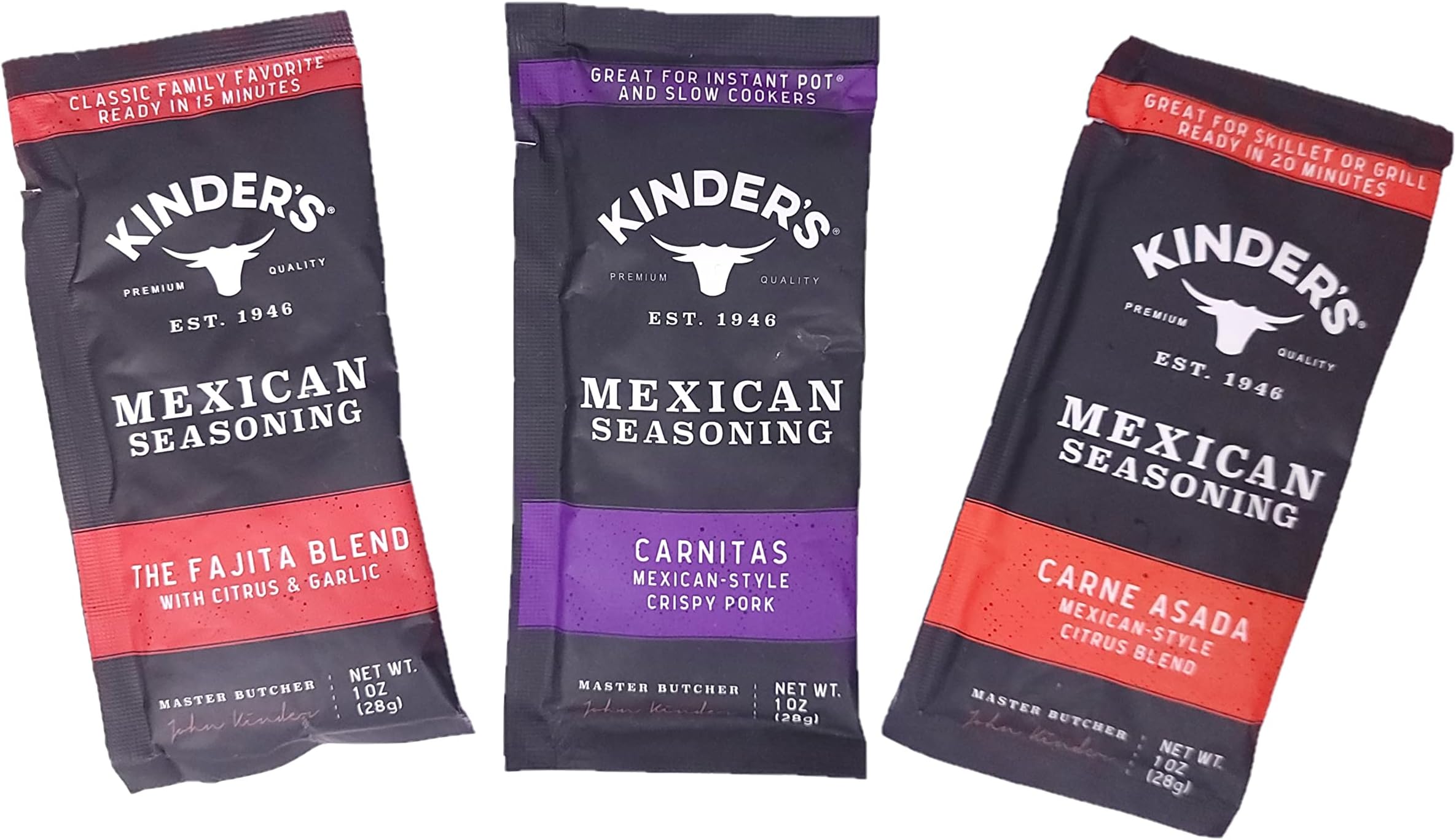 Amazon.com : KINDERS Mexican Seasoning BUNDLE - Carne Asada 1oz ...