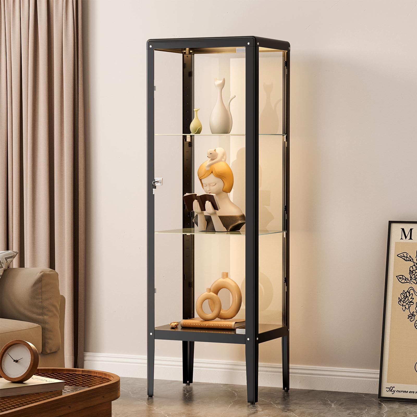 Amazon.com: Displays2go Locking Glass Display Case, Illuminated ...