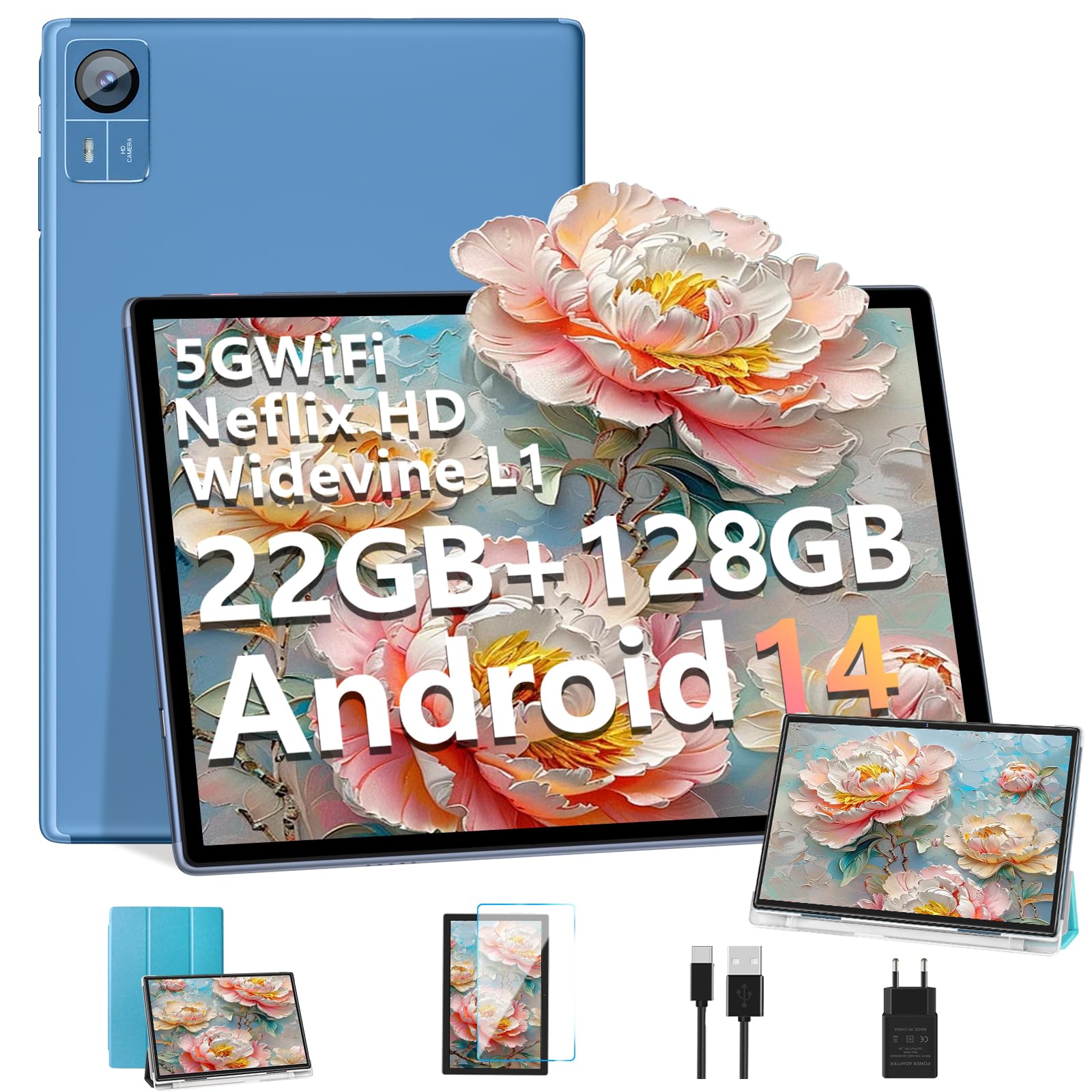 SUAAT Tablette 2025 Nouvelle Android 14 Tablet, 10 Pouces avec 22Go RAM ...