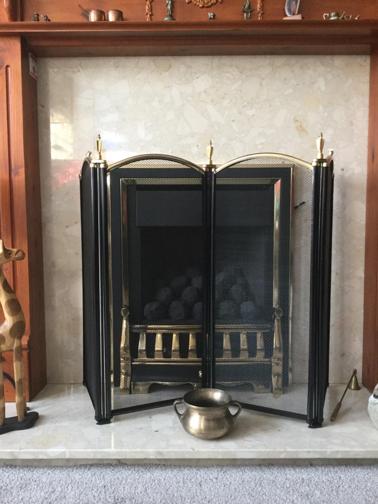 Inglenook Vintage Fire Screen Spark Guard Square Black Fireplace Safety ...
