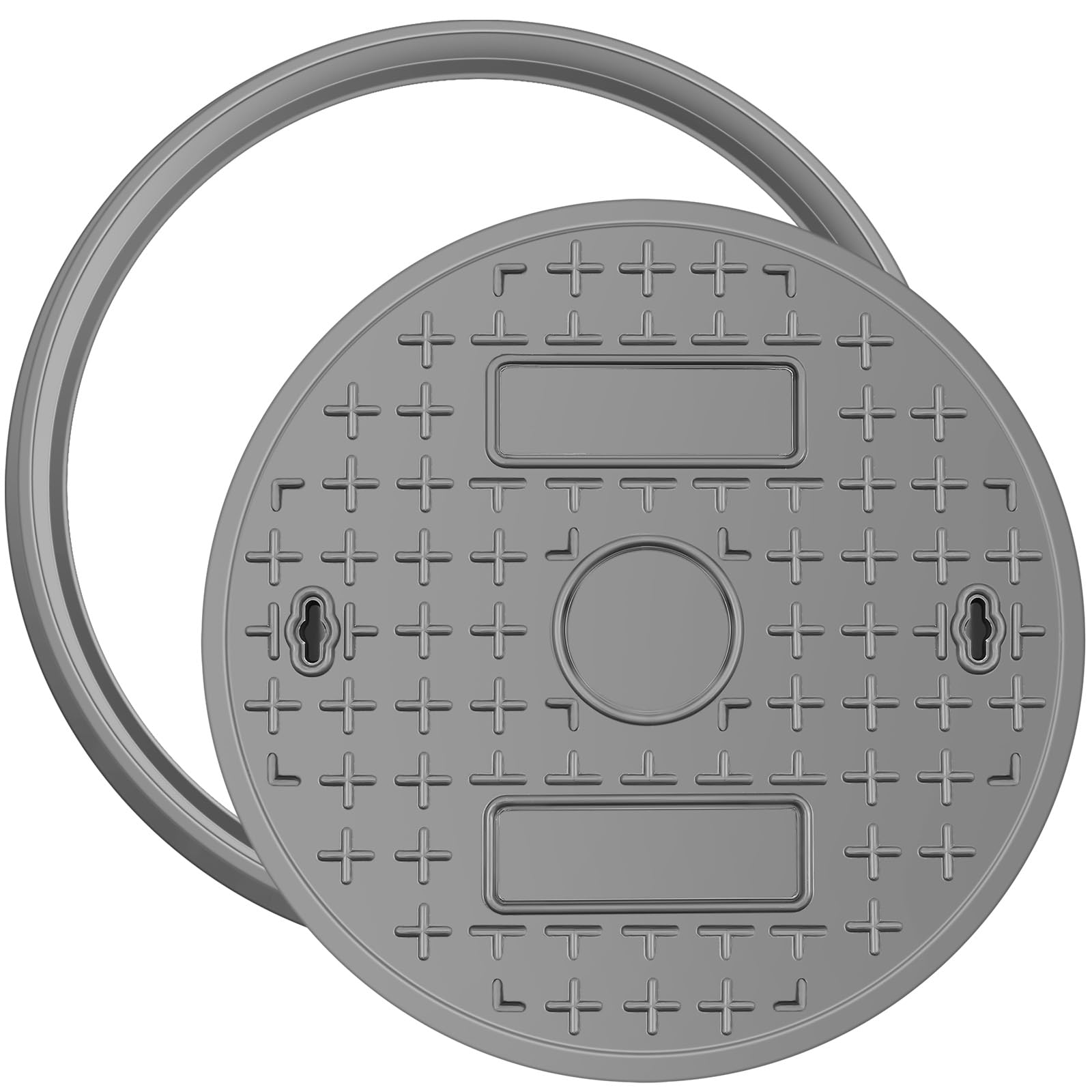Memorywuu 24 Inch Round Manhole Cover and Frame Grey FRP Solid Septic ...