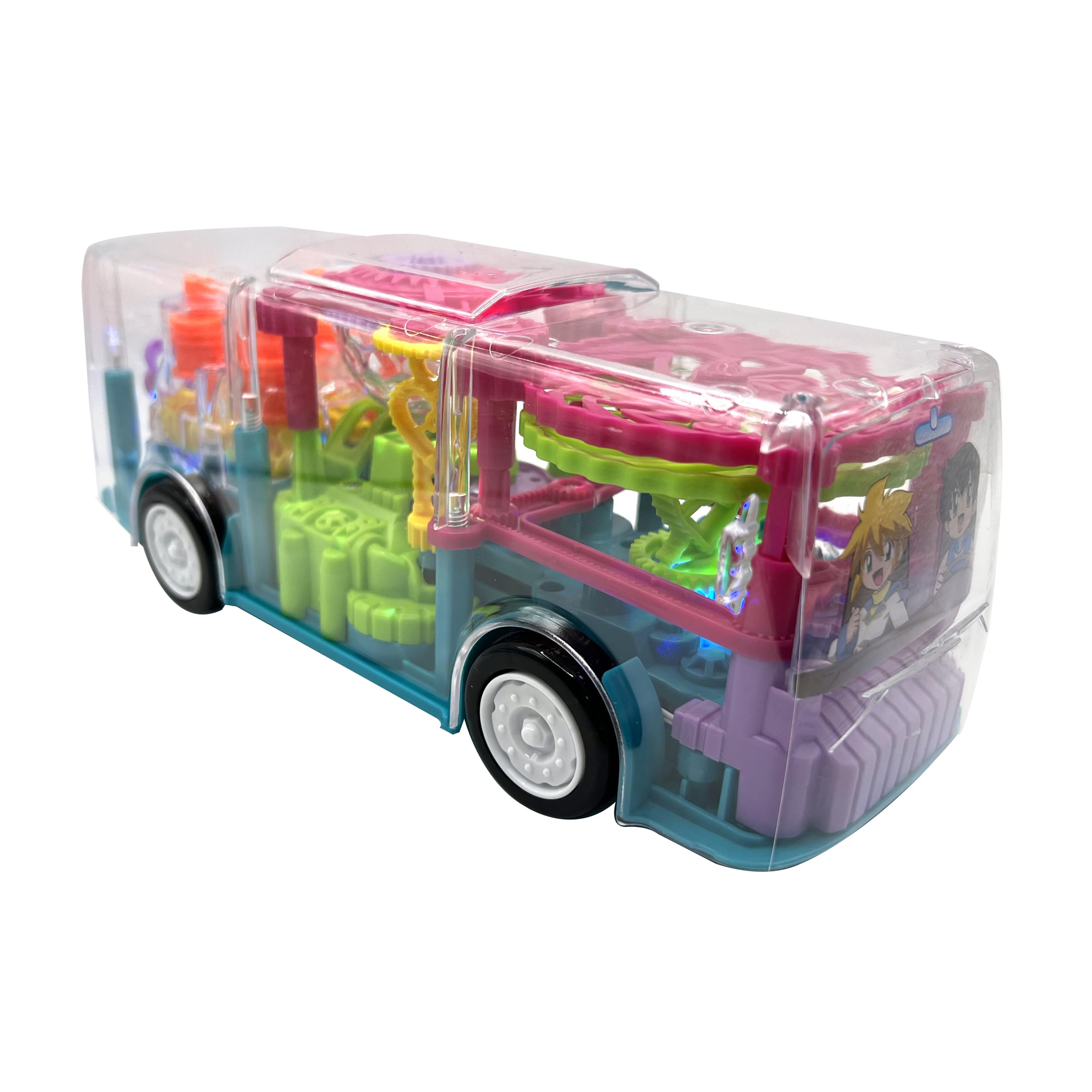 Amazon.com: Sapphirem LED Light up Bus Toy with Colorful Light Moving ...