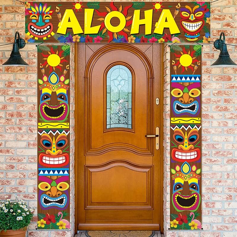 Amazon.com: DPKOW 3PCS Tiki Banners Hawaiian Luau Party Decorations ...