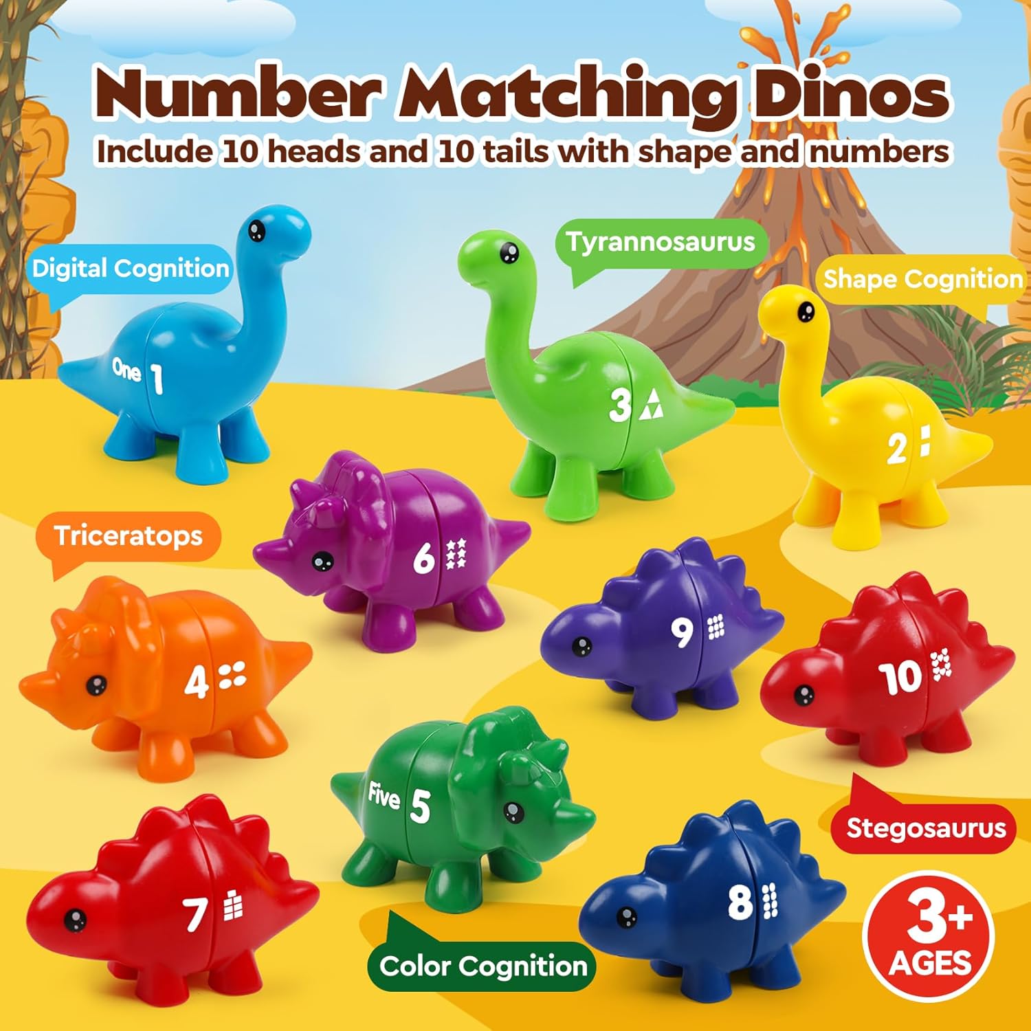 JOCHA Dinosaur Matching Montessori Sensory Preschool Educational ...