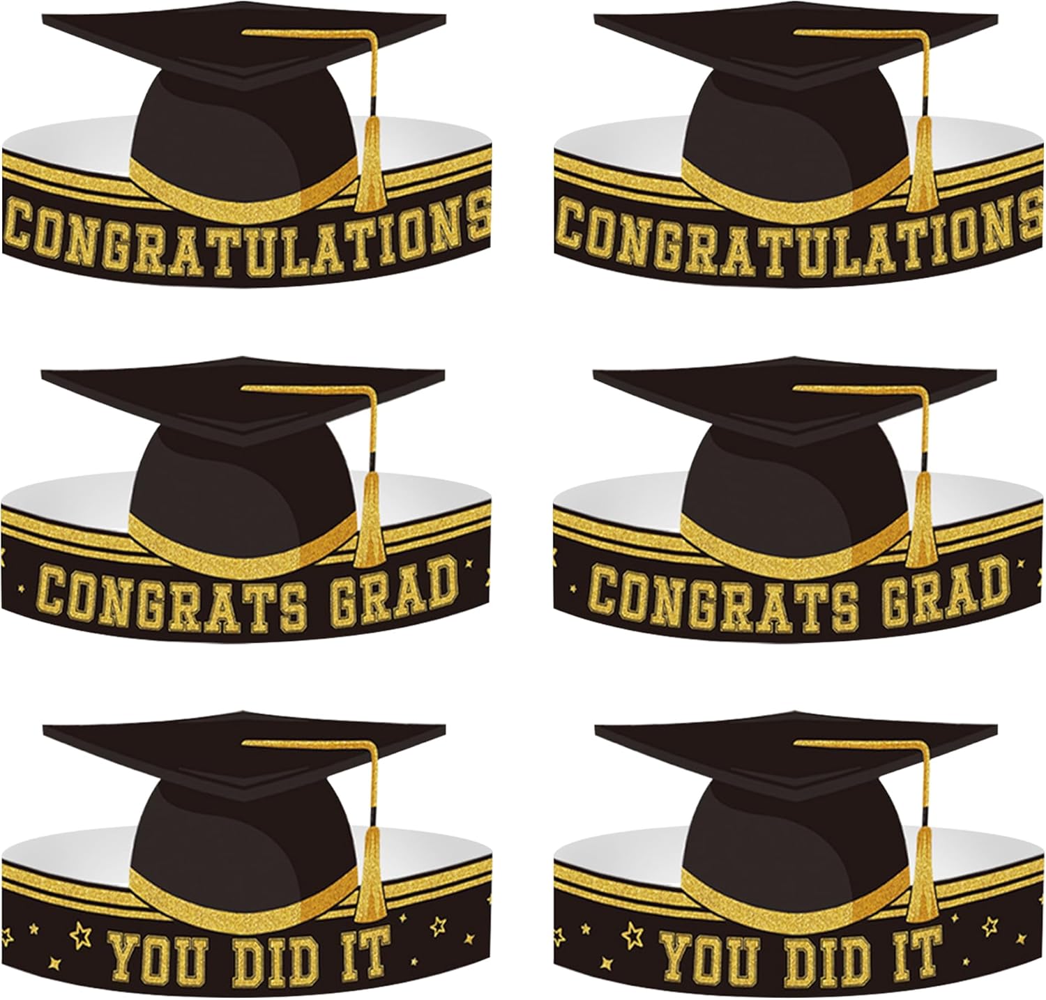 Amazon.com: 6Pcs Gold and Black Paper Graduation Hats for Kids ...