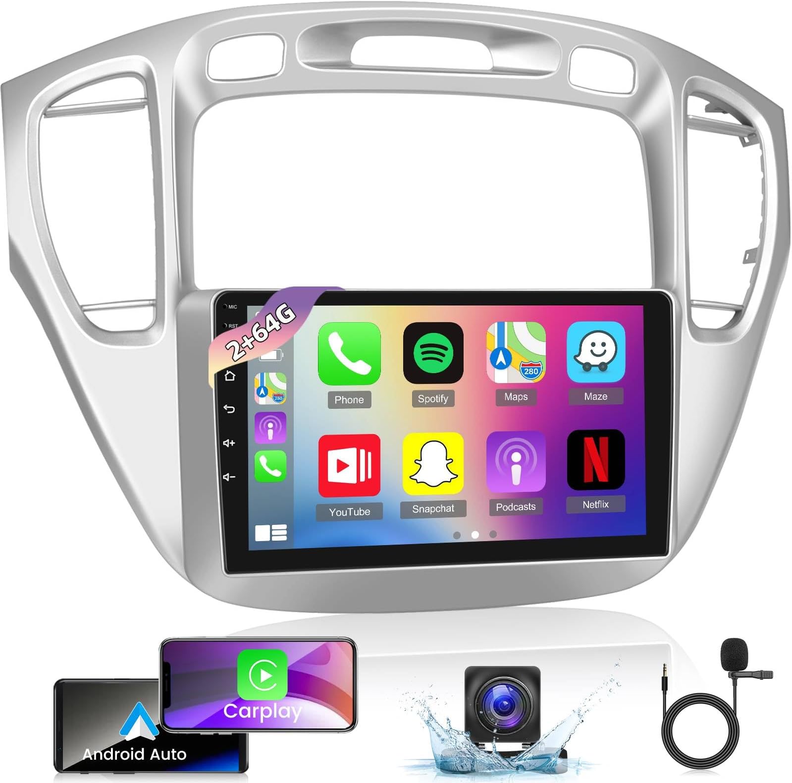 Amazon.com: [2+64G] Single Din Android 13 Car Stereo with Wireless Apple Carplay Android Auto,6. ...