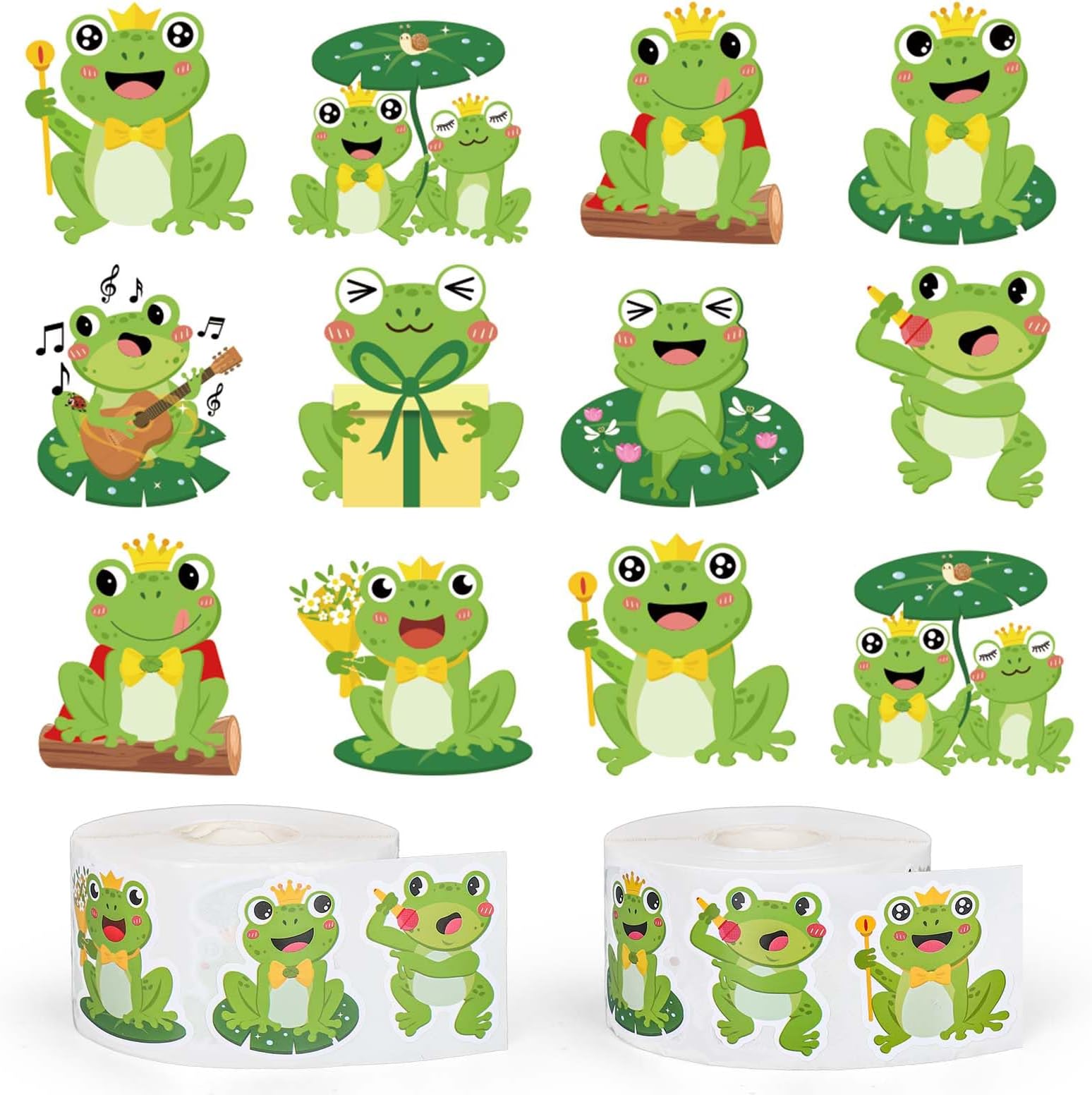 Amazon.com: W1cwey 1000pcs Cartoon Frog Sticker Rolls(2 Rolls), 1.5 ...