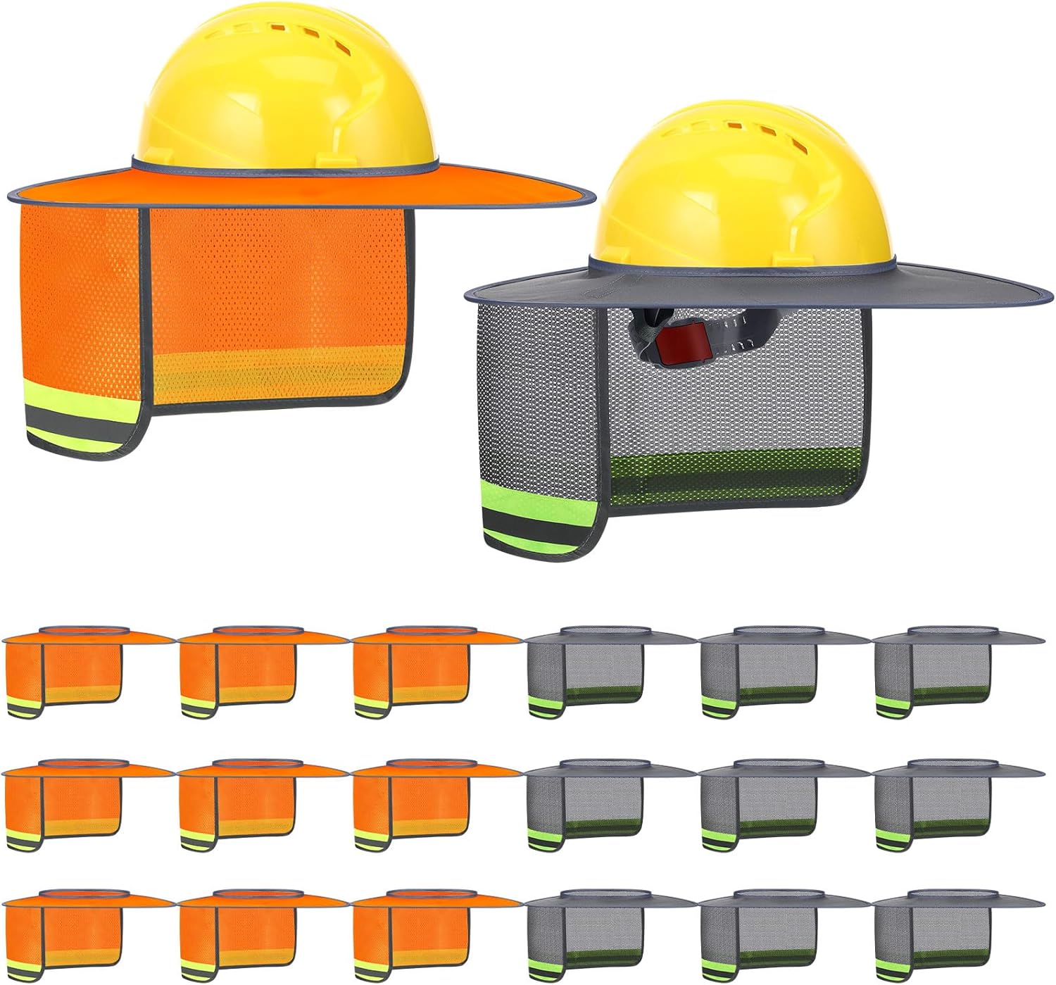 Vicenpal 20 Pcs Hard Hat Sun Shade Full Brim, High Visibility Sun Visor ...