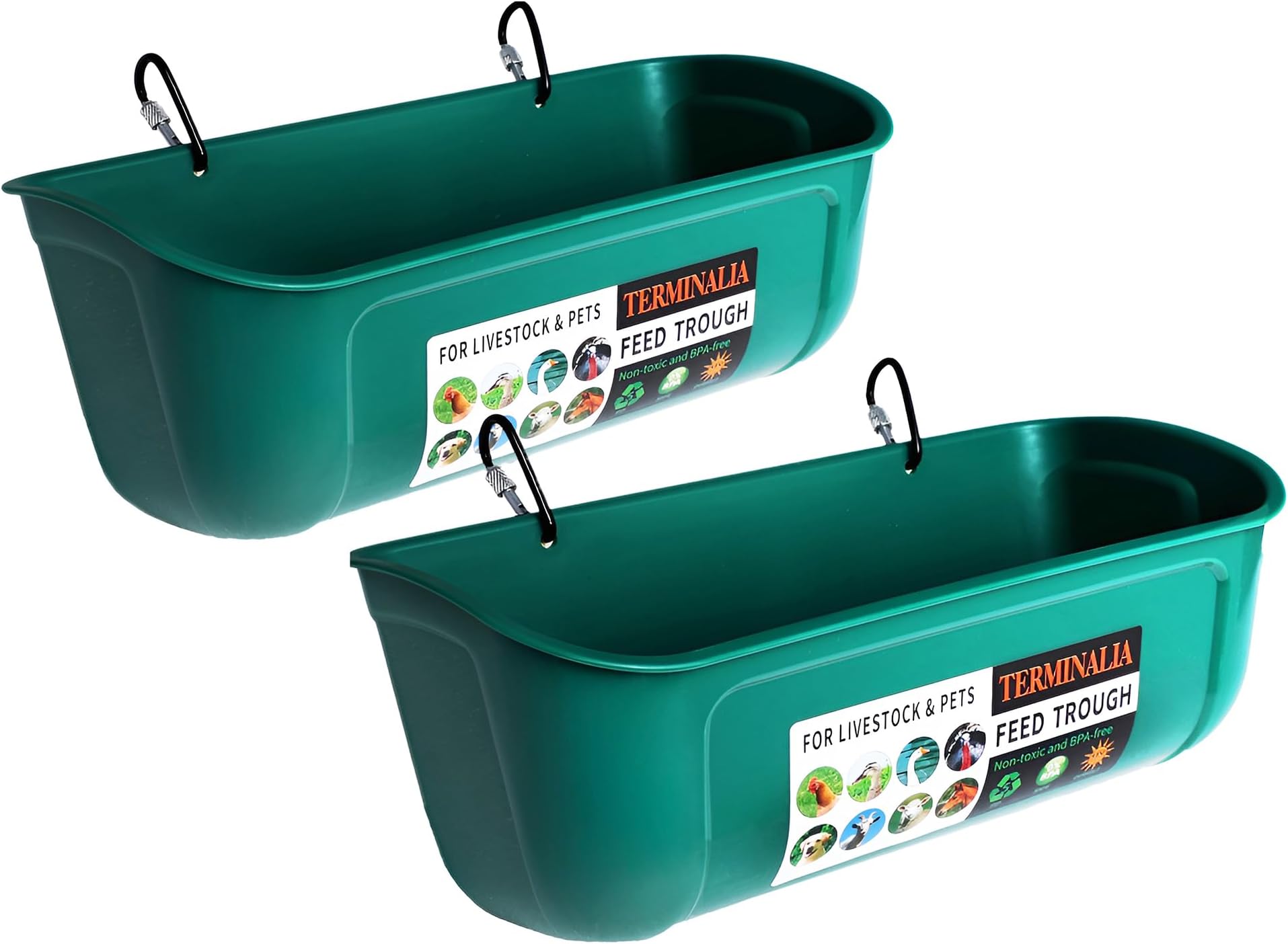 Amazon.com : 2 Pack Duck Chicken Feeder | Hanging Fence Feed Trough ...