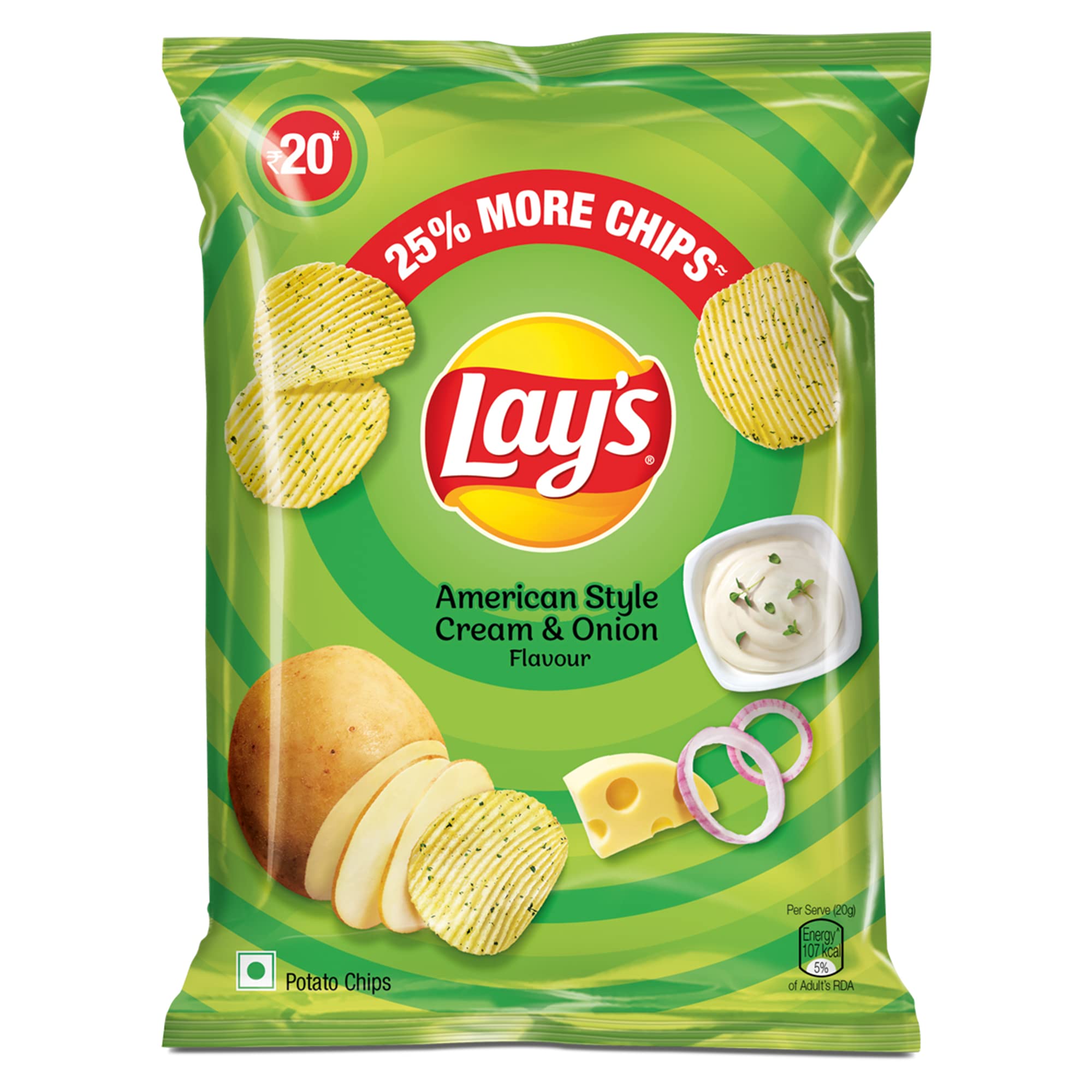 Buy Lay's Potato Chips 48 Gram, American Style Cream & Onion Flavour ...