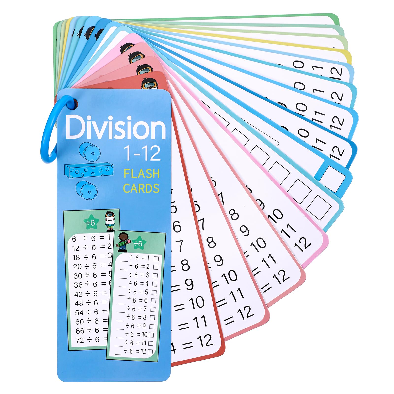 Amazon.com: 15 Pcs Division Flash Cards Math Flash Cards 1-12 Division ...