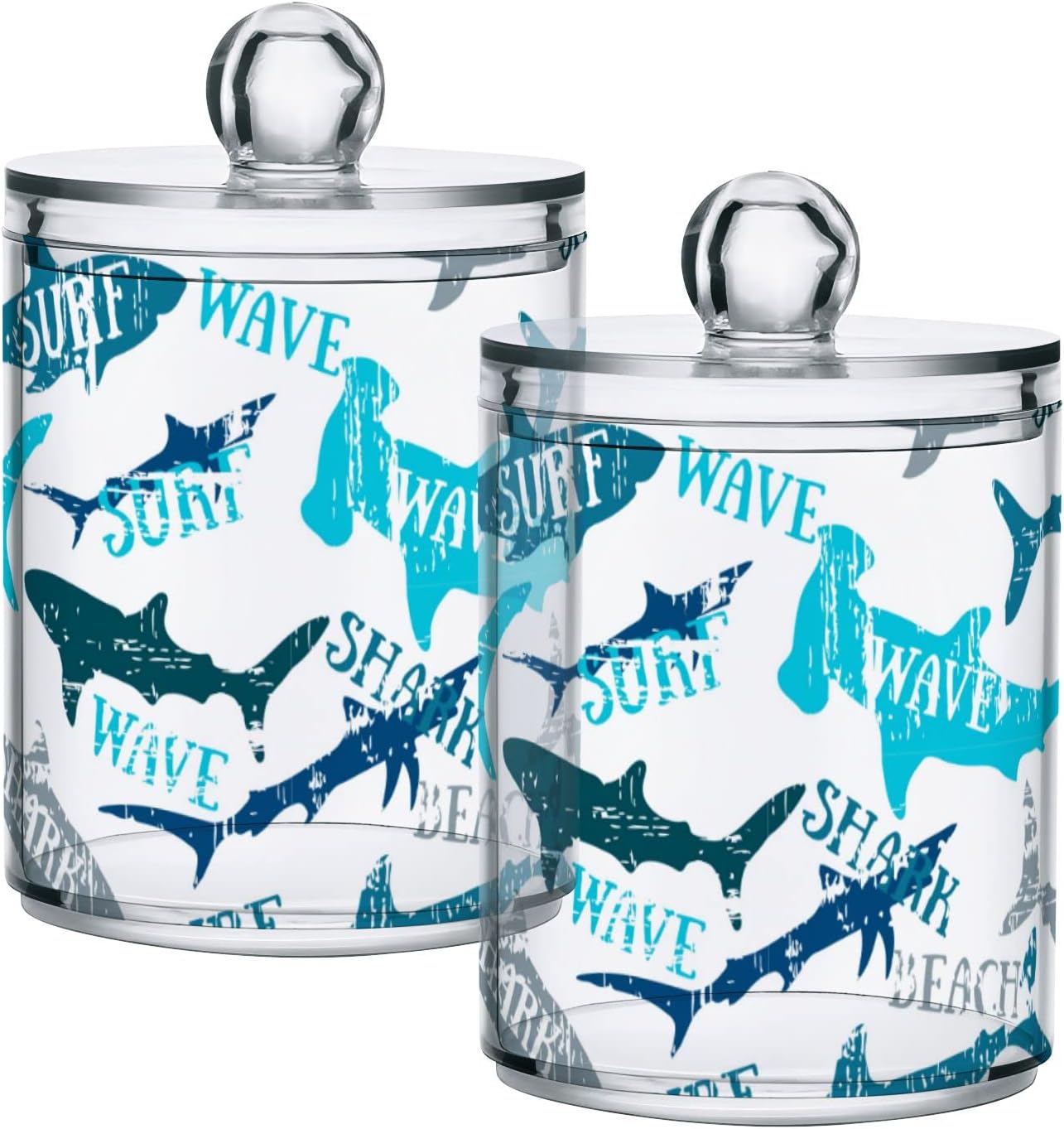 Amazon.com: xigua 2 Pack Blue & White Shark Apothecary Jars with Lid ...