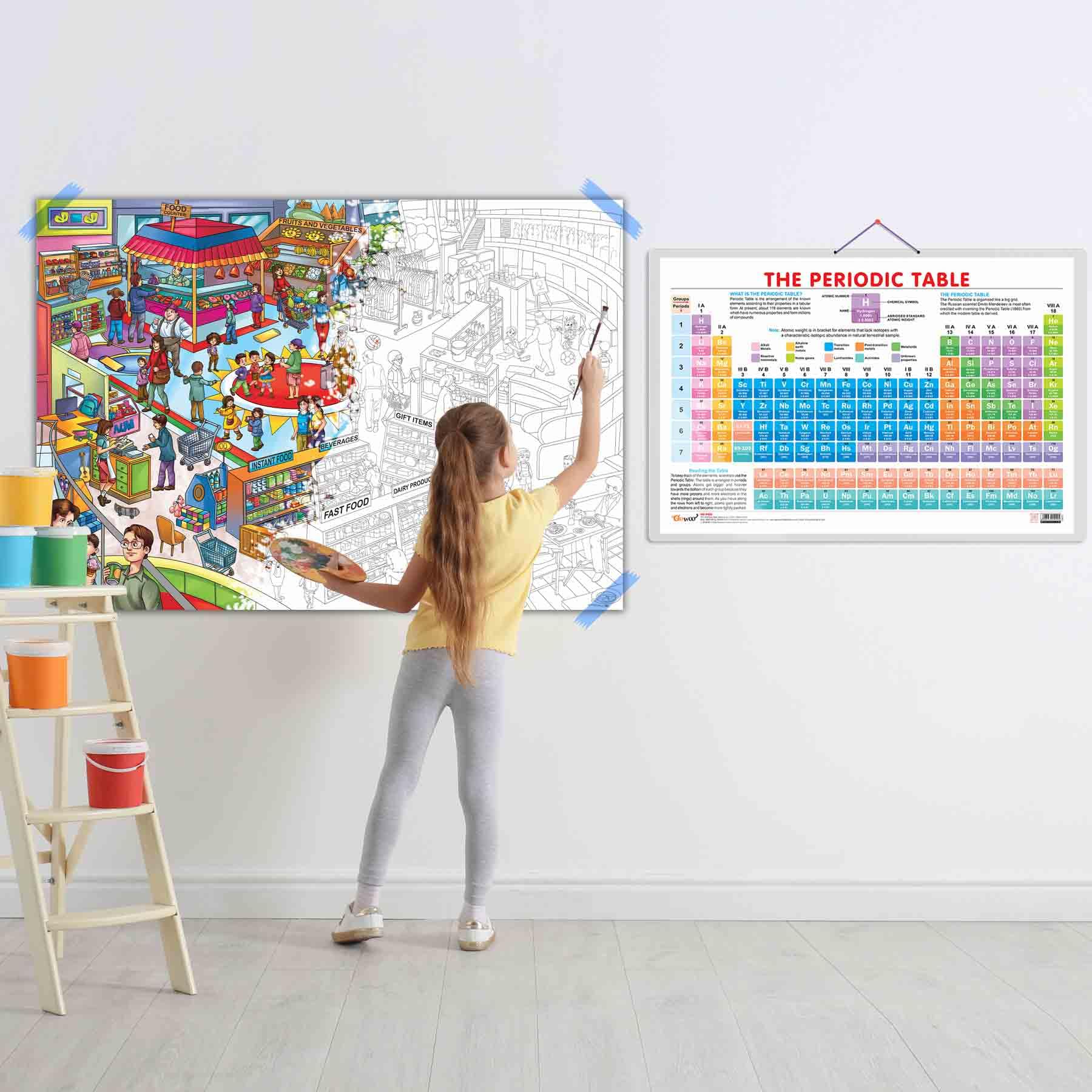 Periodic Table and GIANT AT THE MALL COLOURING POSTER | Combo of 1 ...