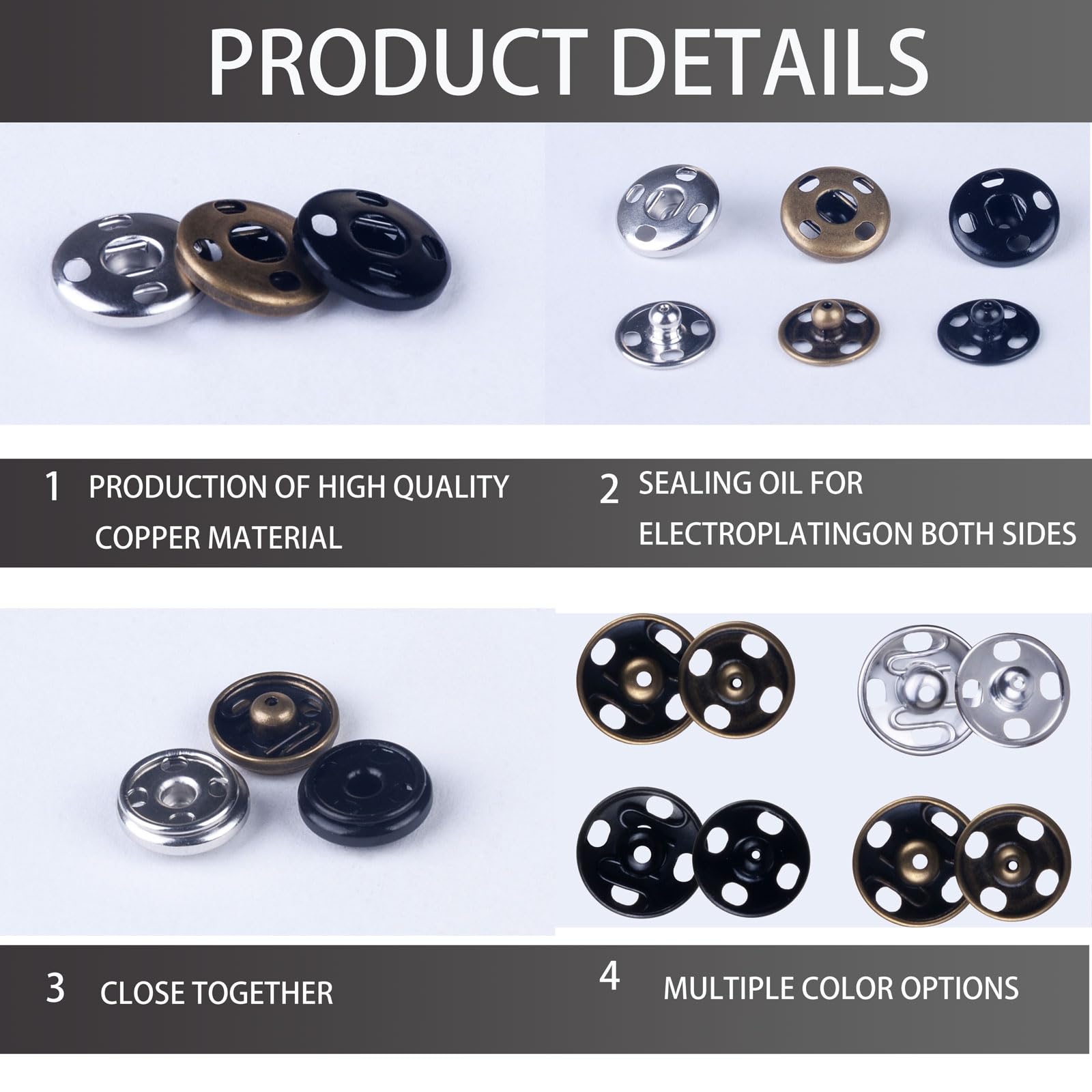 Snapklik.com : Meikeer 100 Sets Sew On Snaps Sewing Snaps For Fabric ...